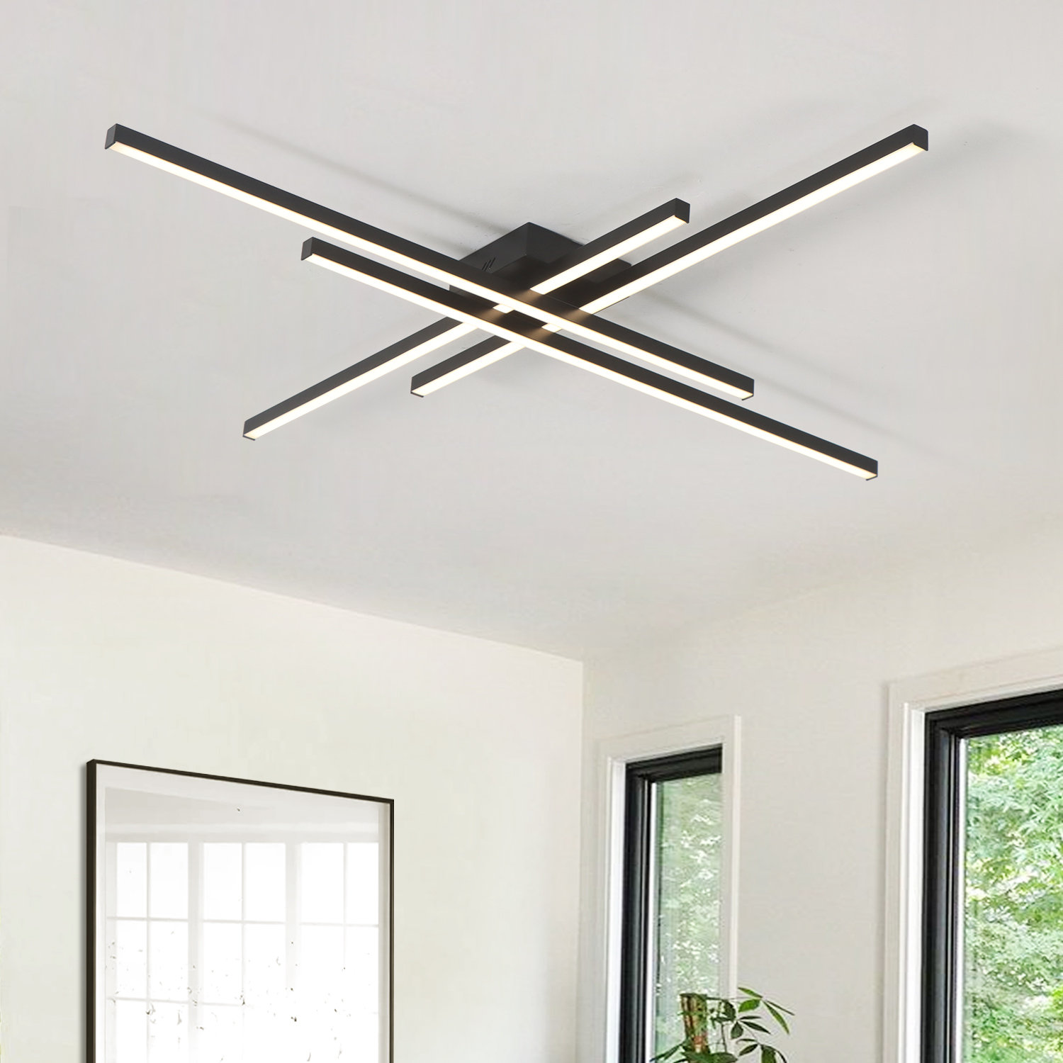 Ivy Bronx Whisman 4-Light LED Semi Flush Mount Ceiling Remote Dimmable ...