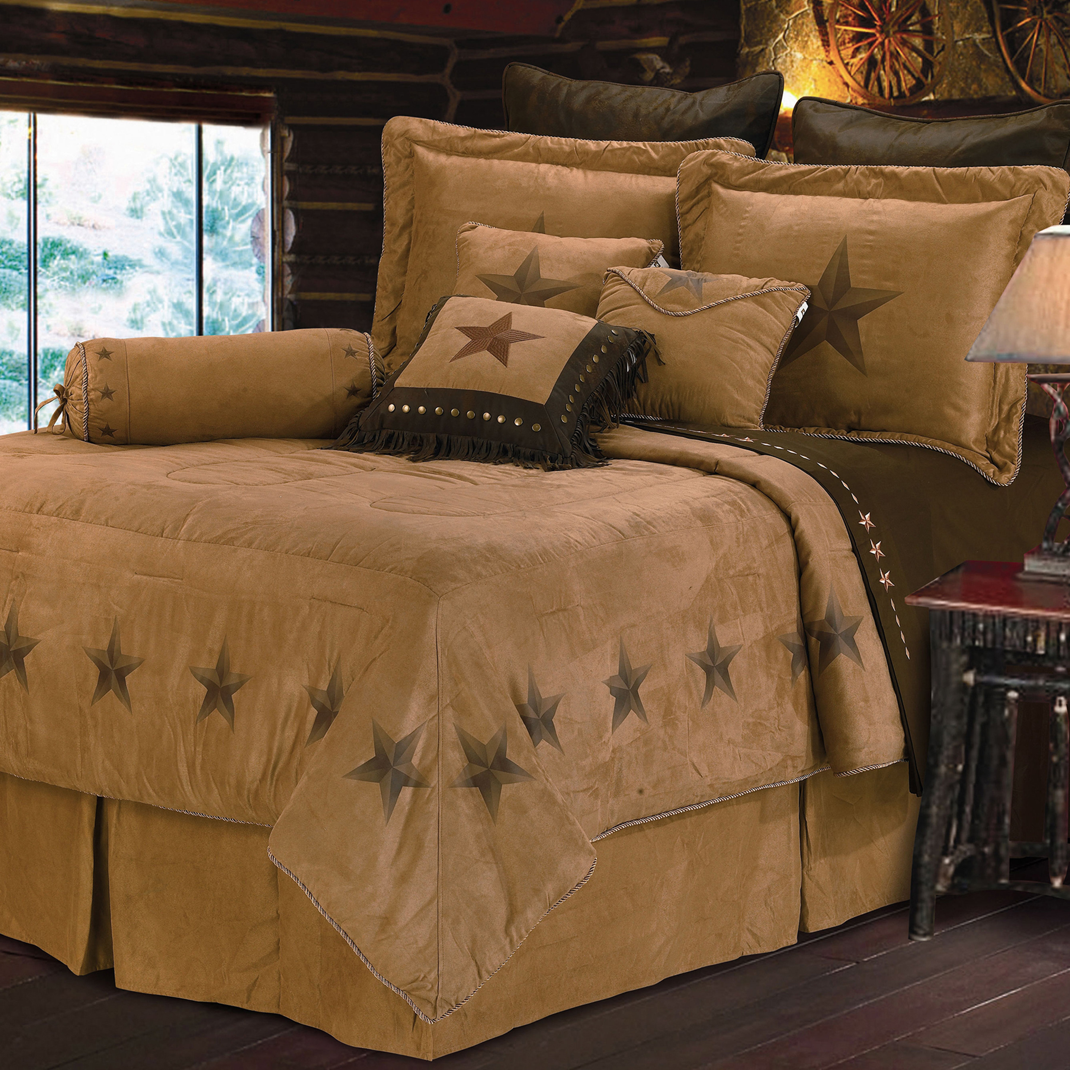Paseo Road by HiEnd Accents Rustic Star Tan Brown Faux Suede Bedding ...