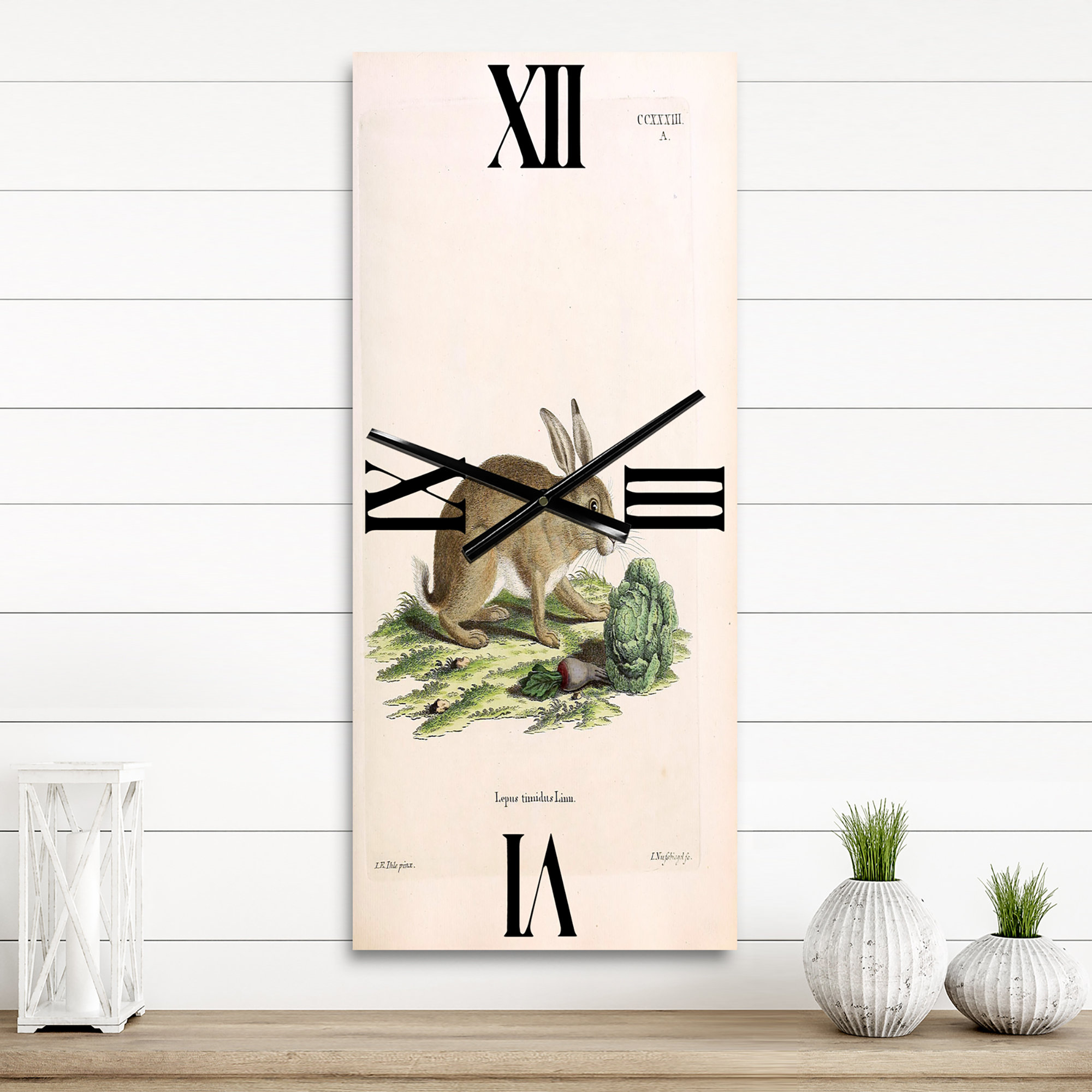East Urban Home Vintage Rabbits in Earth Tones - Farmhouse Wall Clock ...