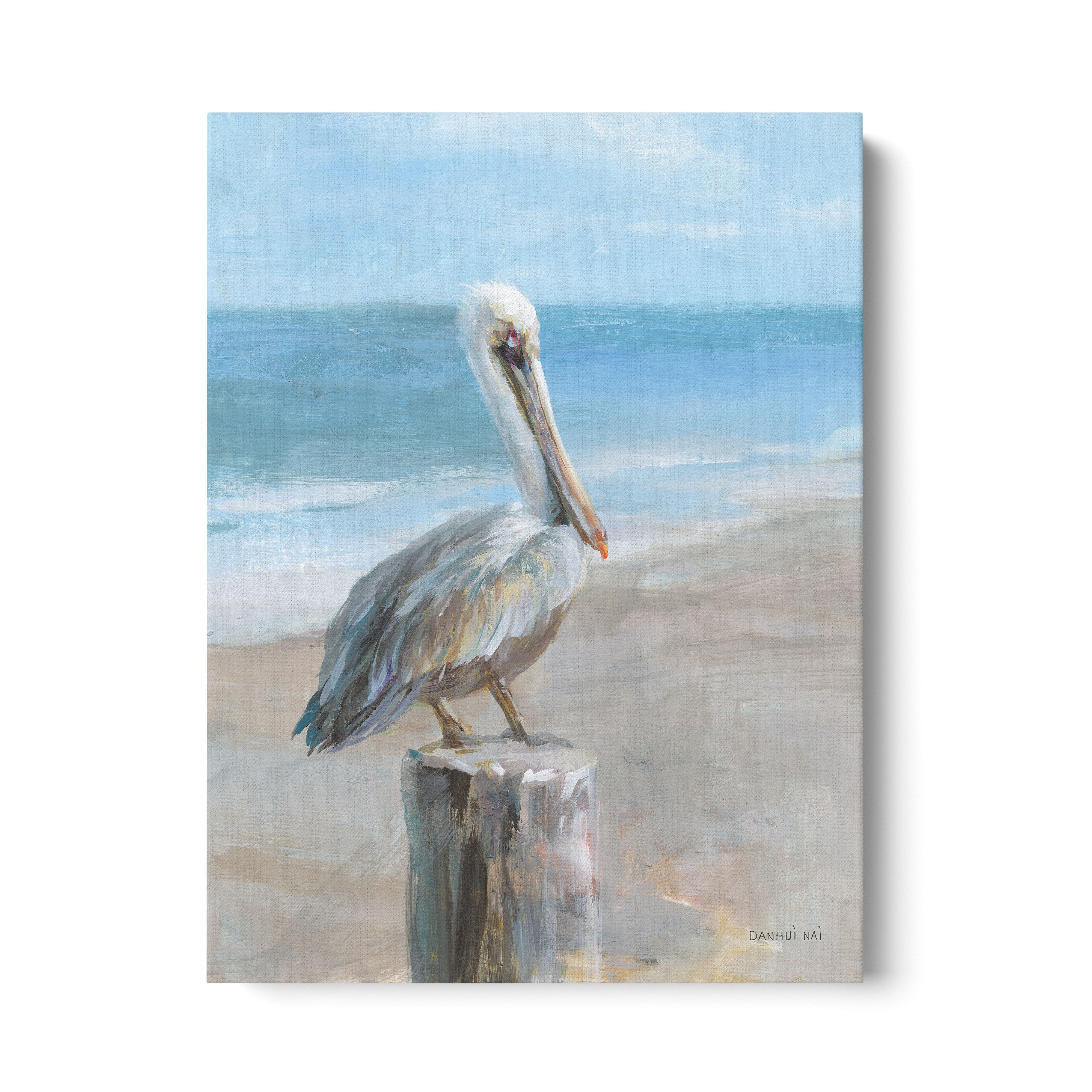 Highland Dunes Pelican by the Sea by Danhui Nai, Blue Coastal Animal ...