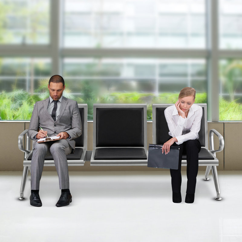 YaoTown Faux Leather Seat Tandem Seating with Metal Frame | Wayfair