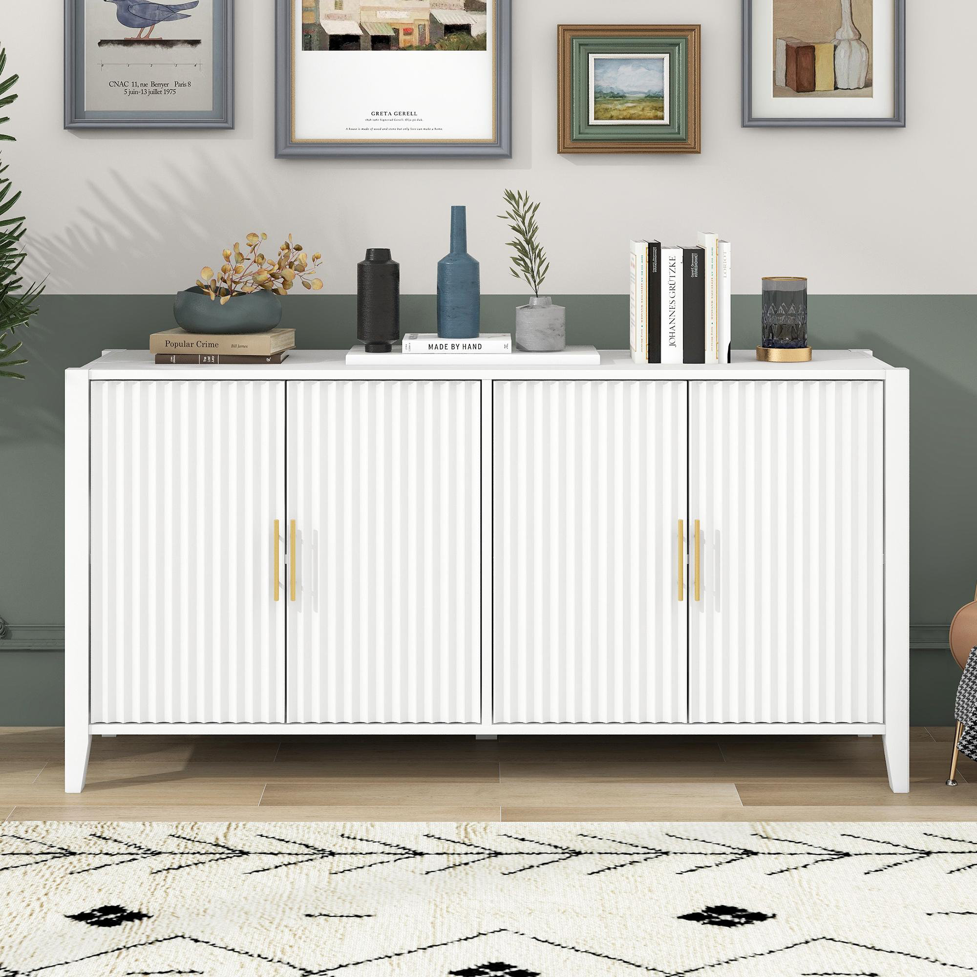 Latitude Run® Modern 4 Vertical Wave Slat Door Sideboard | Wayfair