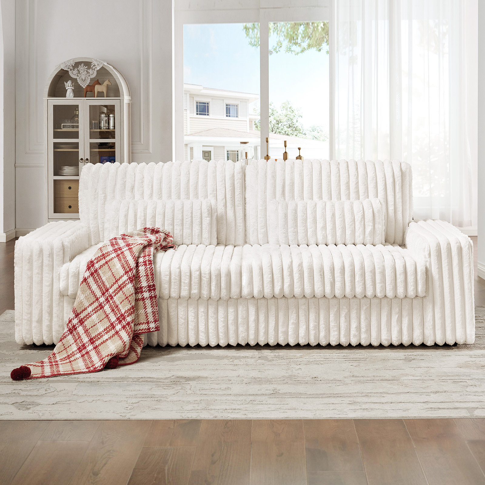 Latitude Run® 88 Inch Modern Couch, 3 Seater Sofa Couch with Lumbar ...