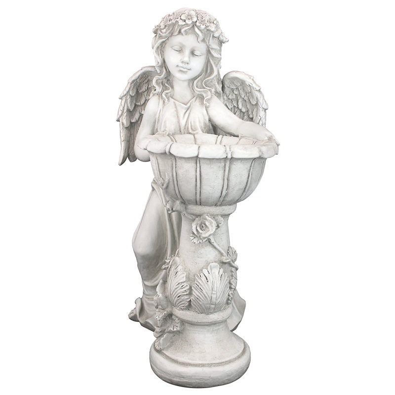 Design Toscano Angelique's Garden Splash Angel at Birdbath Statue ...