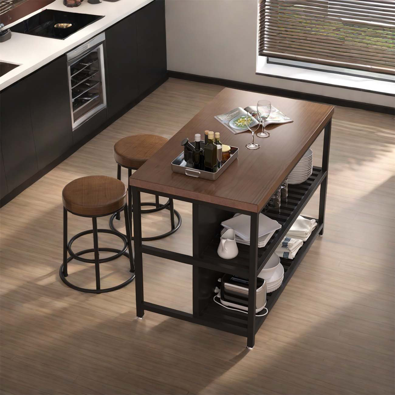 Hart Enjoy life Open solid wood metal base kitchen island - Wayfair Canada