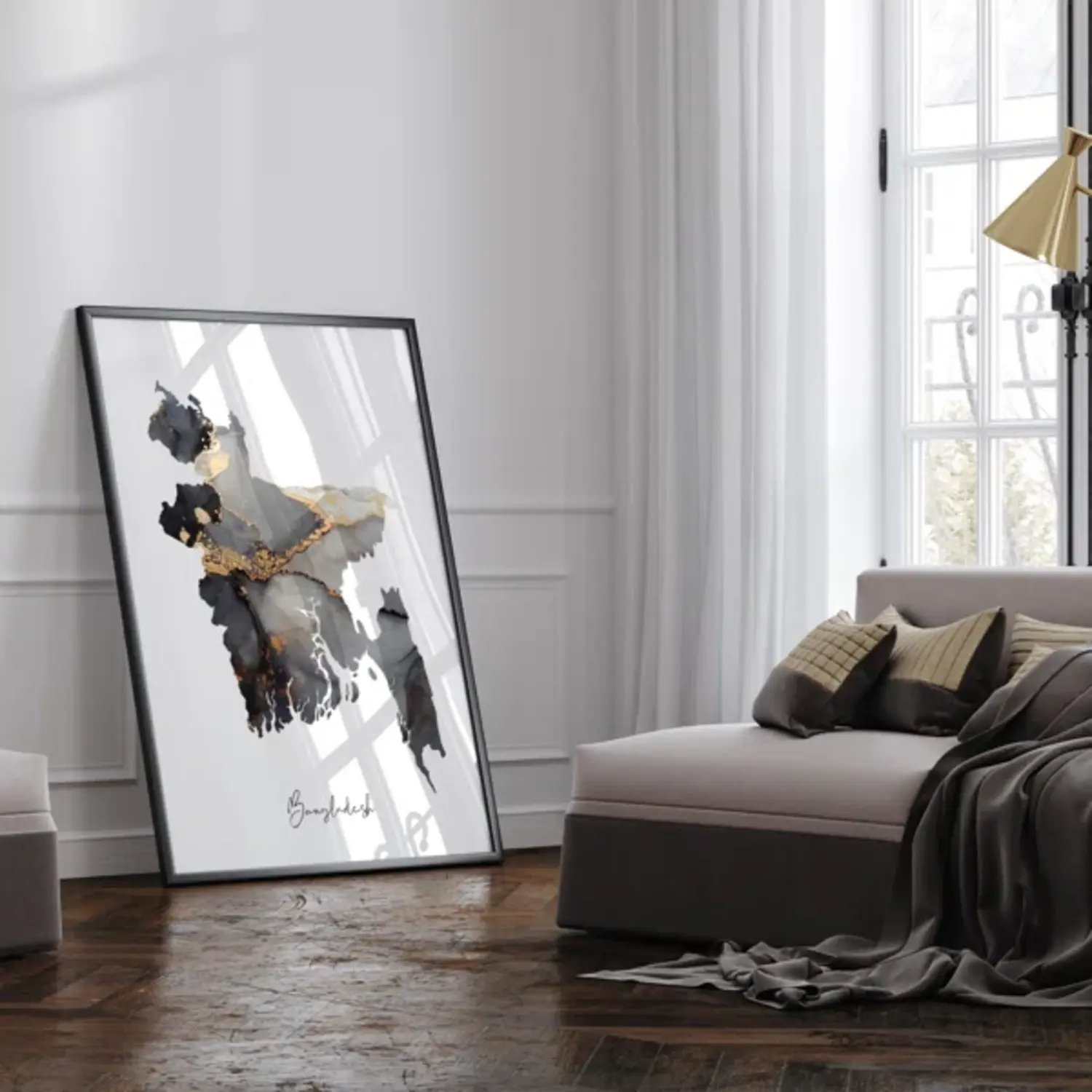 Fairmont Park Bangladesh Map Black Wall Art Decor | Wayfair.co.uk