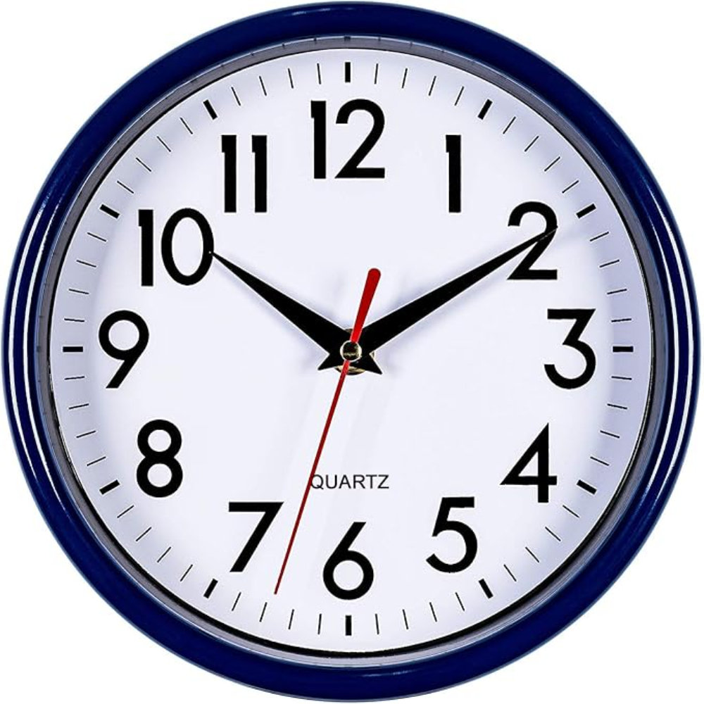 Ebern Designs Bernhard Products Navy Blue Wall Clock 8" Silent Non ...