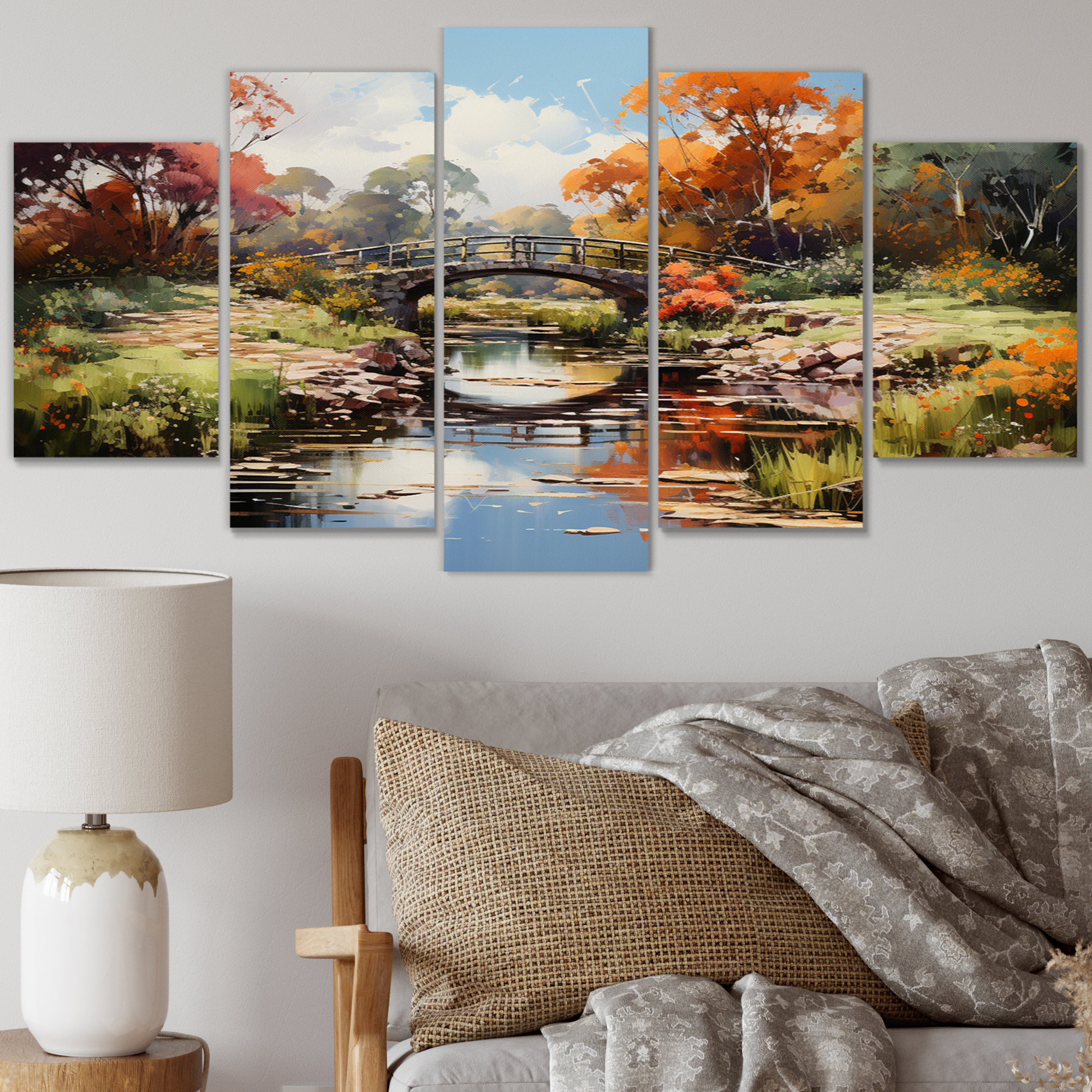 Design Art Green Bridge Impressionist Crossing An - Architecture Metal ...