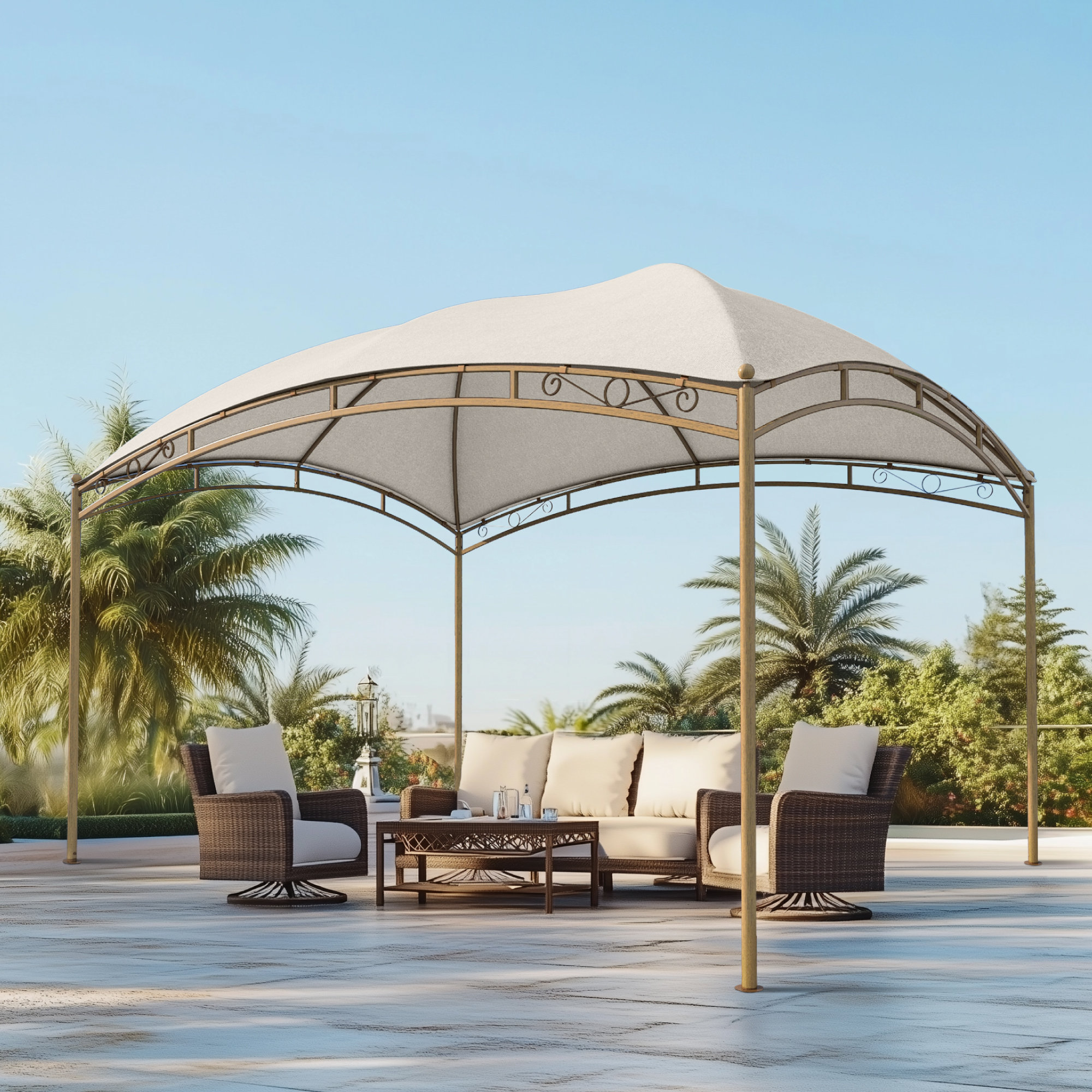 Alphamarts 10X13Ft Waterproof Canopy | Rust-Resistant Arc Top Gazebo ...