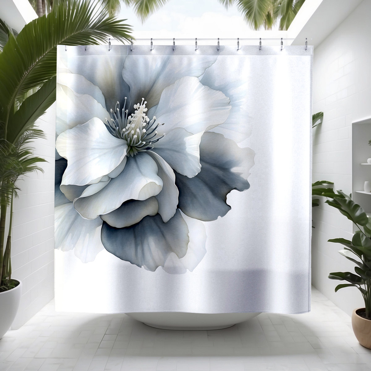 ULLI HOME Noble Large Floral Shower Curtain | Wayfair