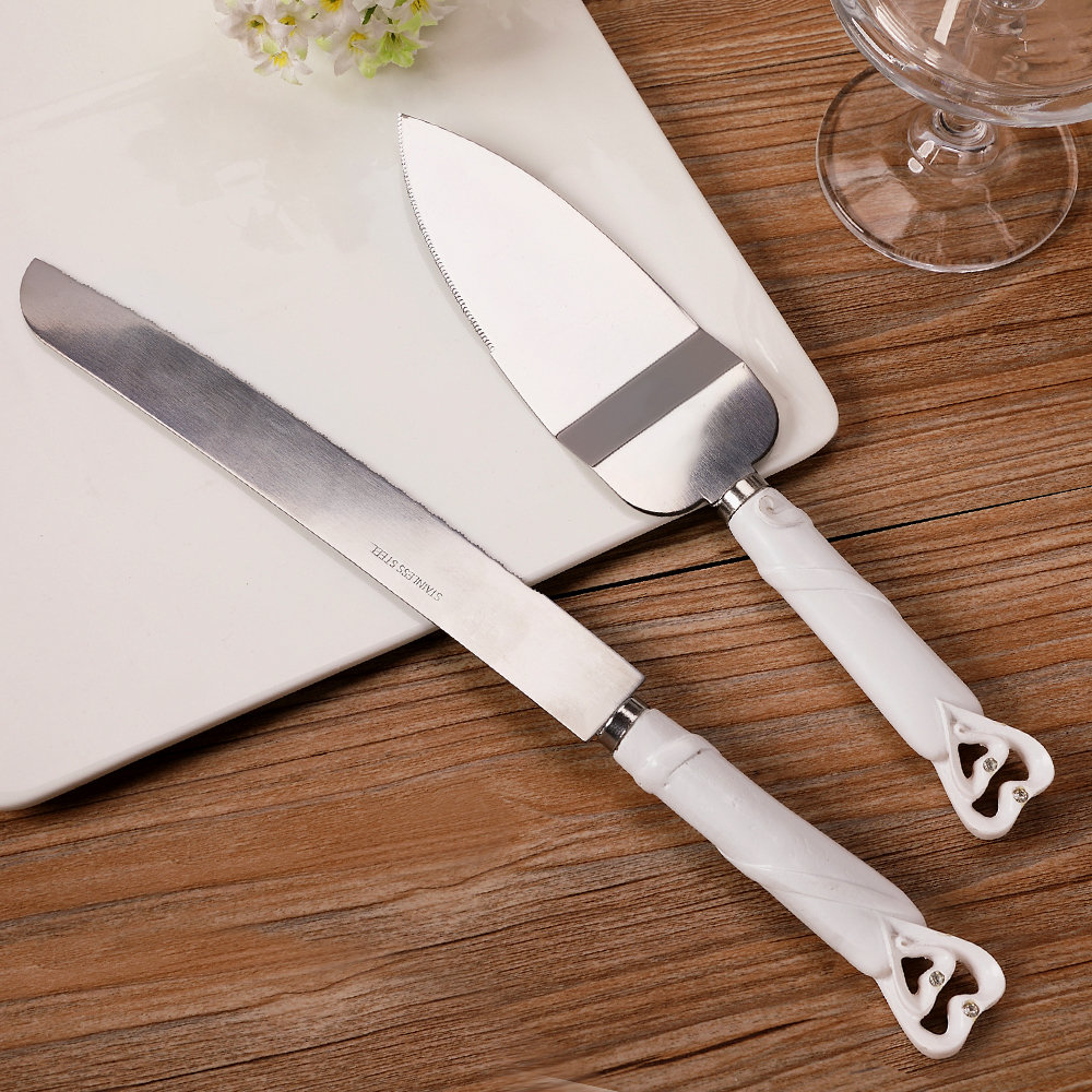 Prep & Savour Stainless Steel Wedding Cake Cutting Knife Serving Set ...