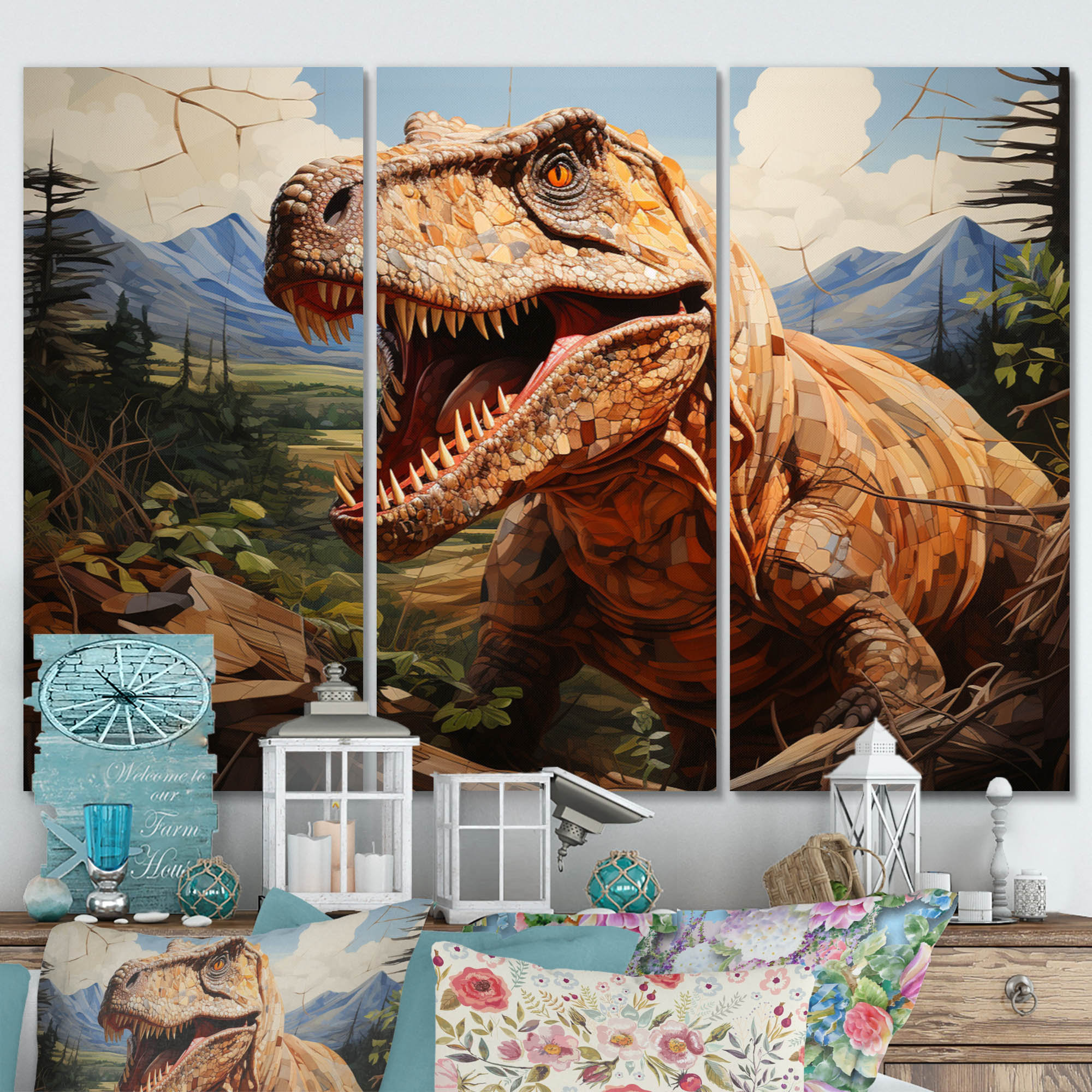 Design Art Dinosaur Prehistoric Legacy Pastoral II - Animals Metal Wall ...