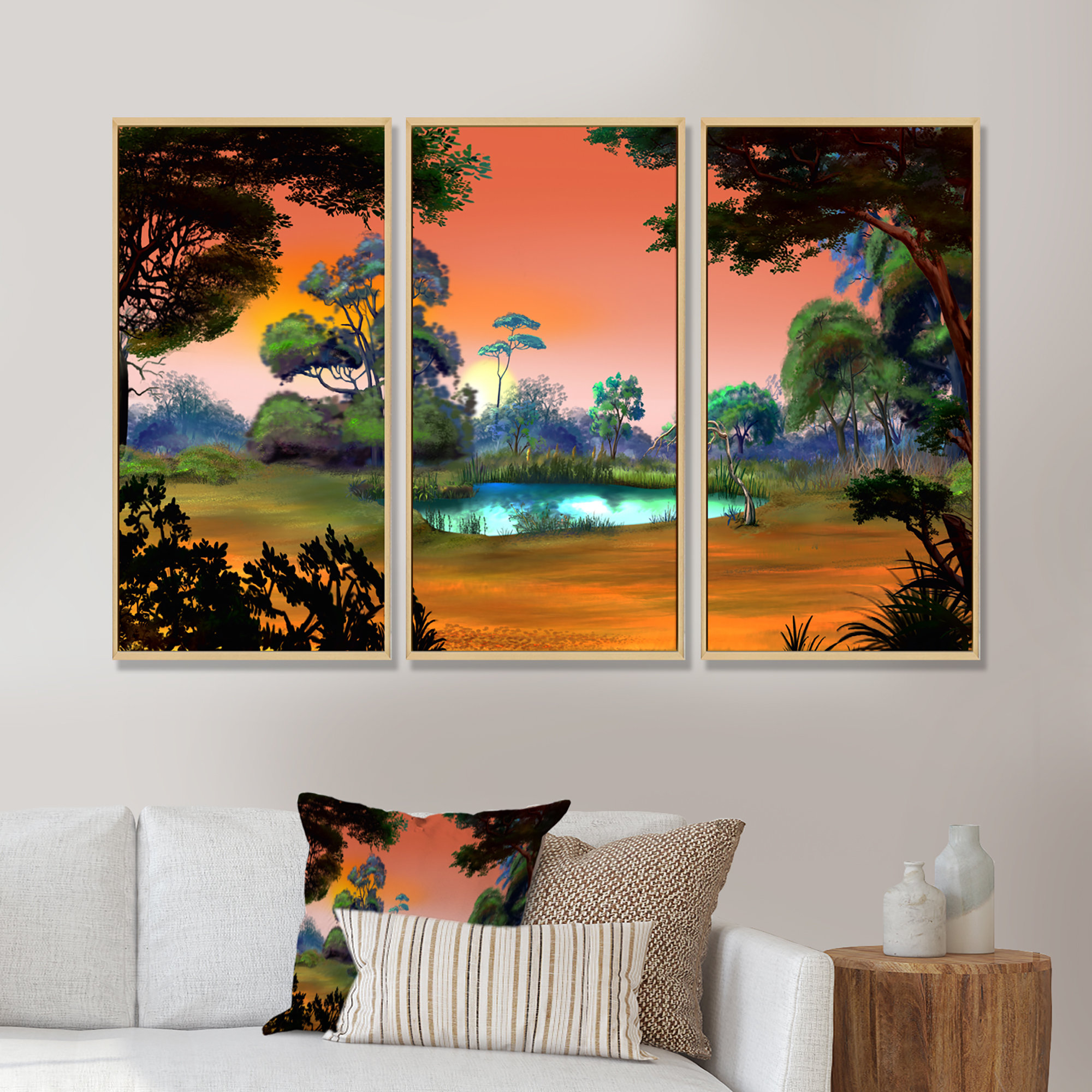 Winston Porter Small Pond On A Forest Glade At Dawn - Lake House Framed ...