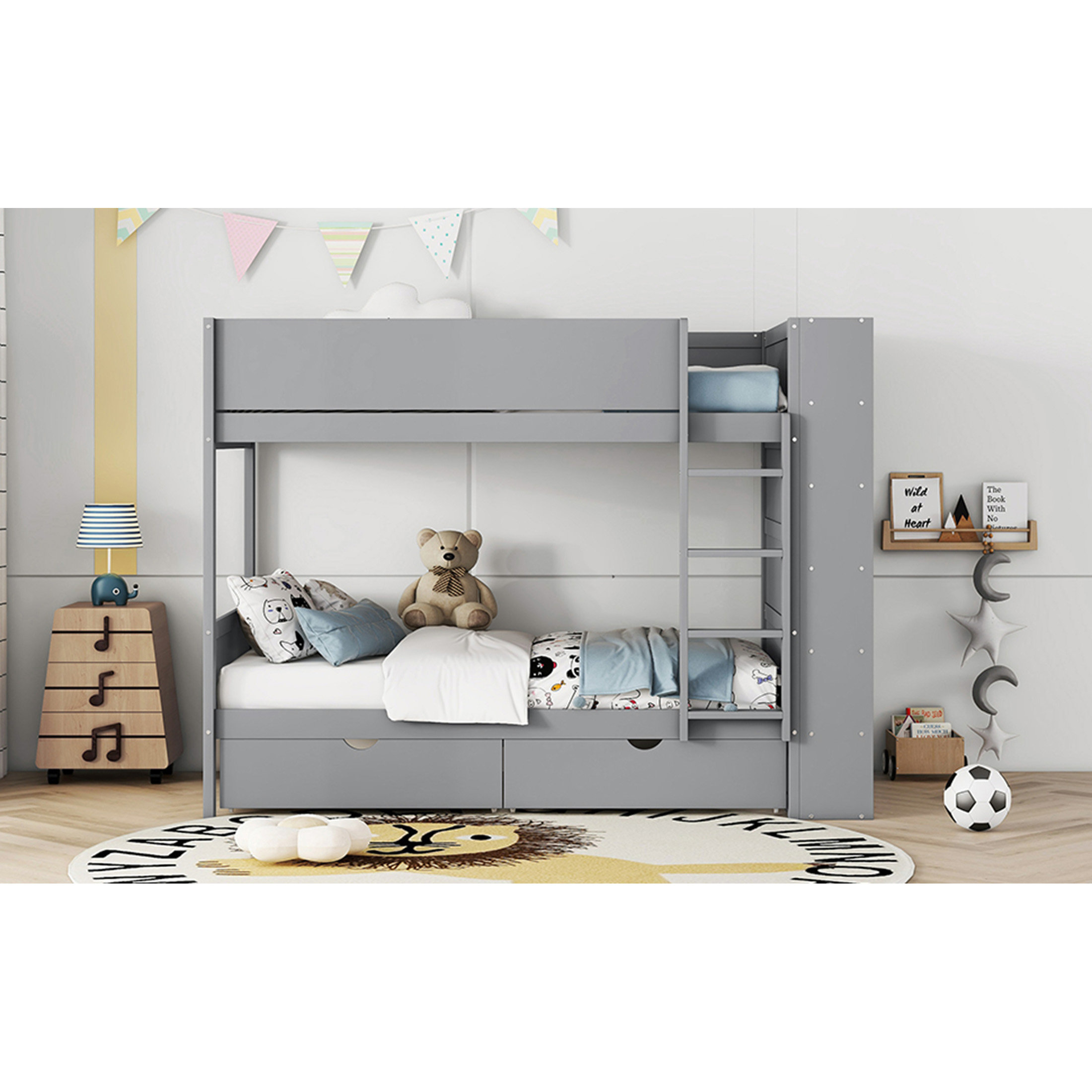 Darby Home Co Full over Full Bunk Bed With 2 Drawers and Multi-layer ...