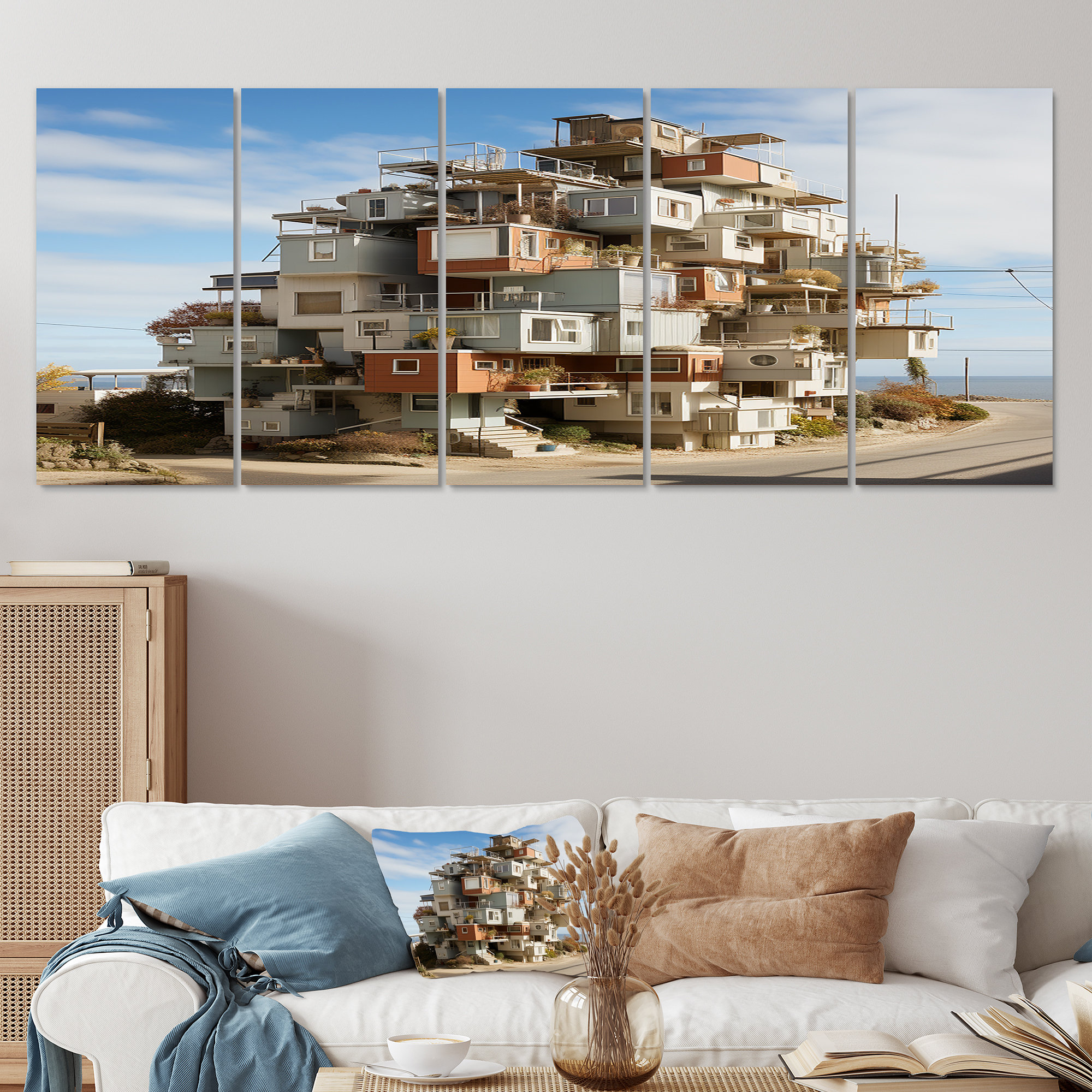 Lark Manor™ Retro Modern Housing Complex - City Architecture Wall Art ...