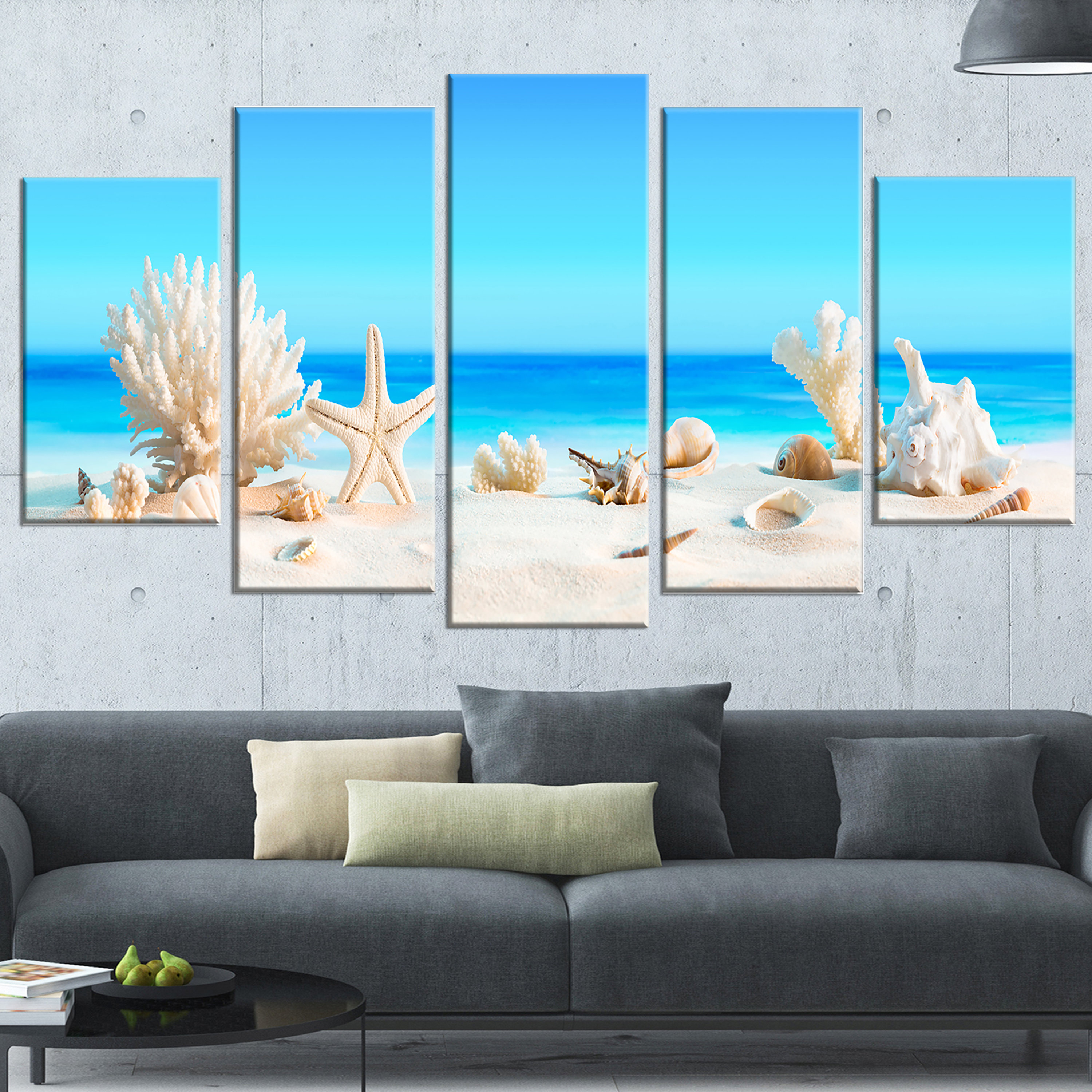 Highland Dunes 'Seashells on Tropical Beach' 5 Piece Wall Art on ...