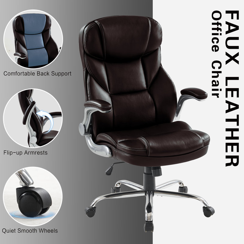 Red Barrel Studio® Dourous High Back Faux Leather Ergonomic Executive ...