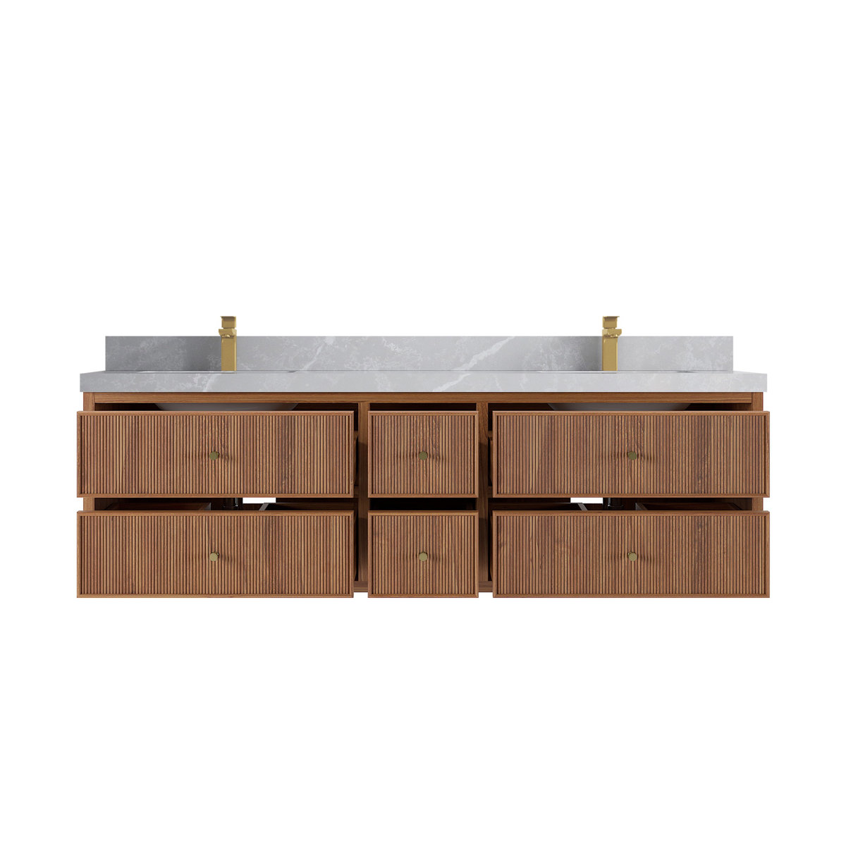 Willow Collections Sonoma Floating Teak 72'' Double Bathroom Vanity ...