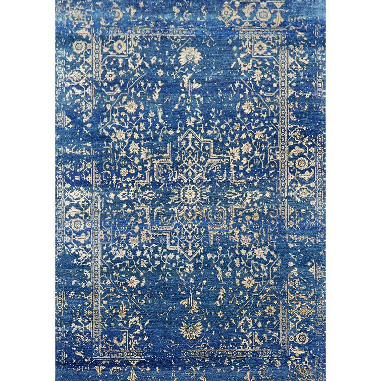 Bokara Rug Co., Inc. Hand-Knotted High-Quality Dark Blue and Gold Area ...