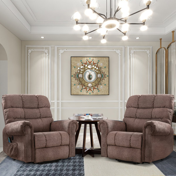 ANJ LyQuinn Upholstered Lift Assist Power Reclining Heated Massage ...