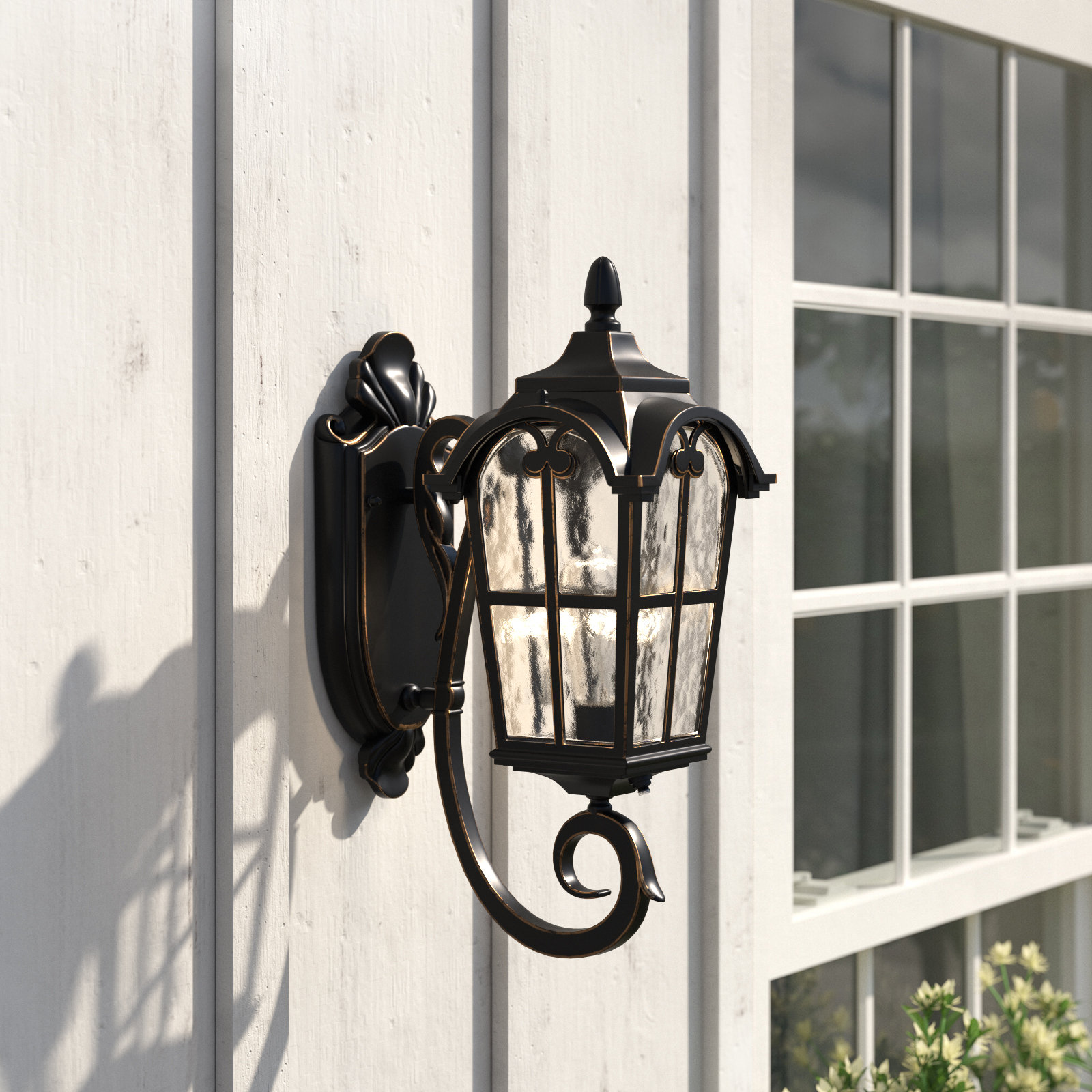 Lark Manor™ Antjelina Dusk to Dawn Outdoor Wall Light Fixtures, Black ...