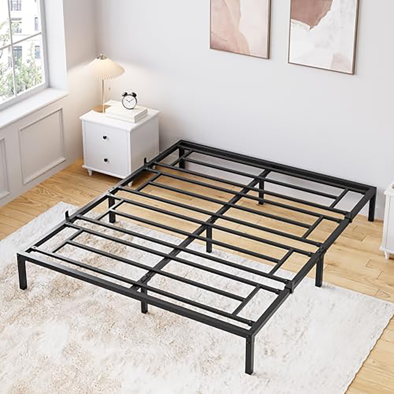 Alwyn Home Bed Frame No Box Spring Needed, Heavy Duty Metal Platform ...
