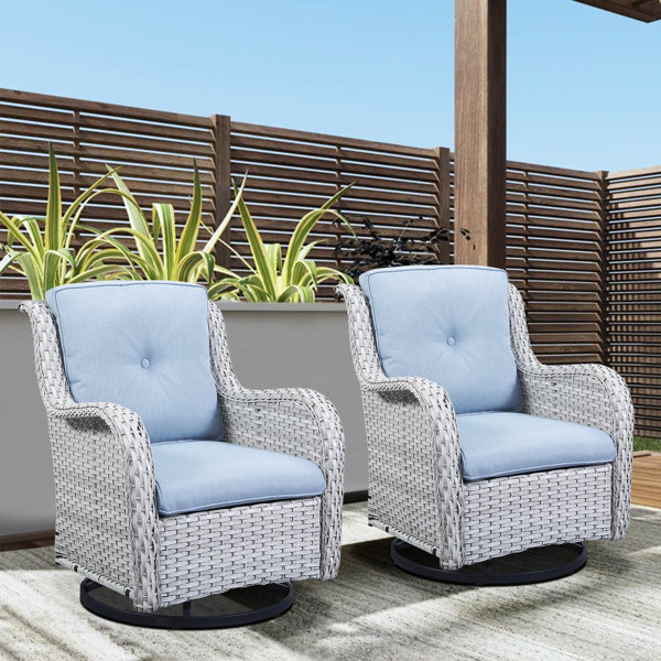 Lark Manor™ Lucama Outdoor Gliding Wicker/Rattan Chair with Cushions ...