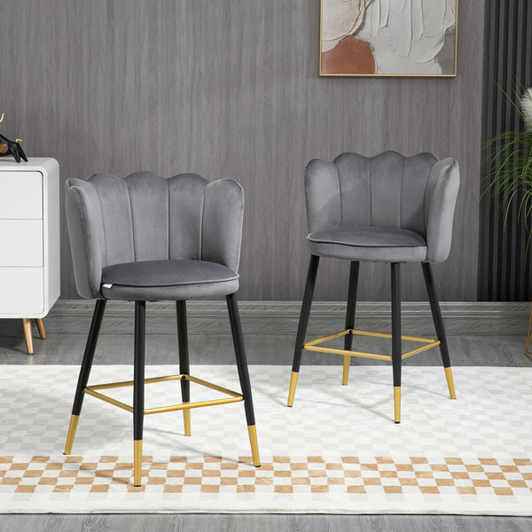 Everly Quinn Upholstered 25.6'' Counter Stool with Metal Frame ...
