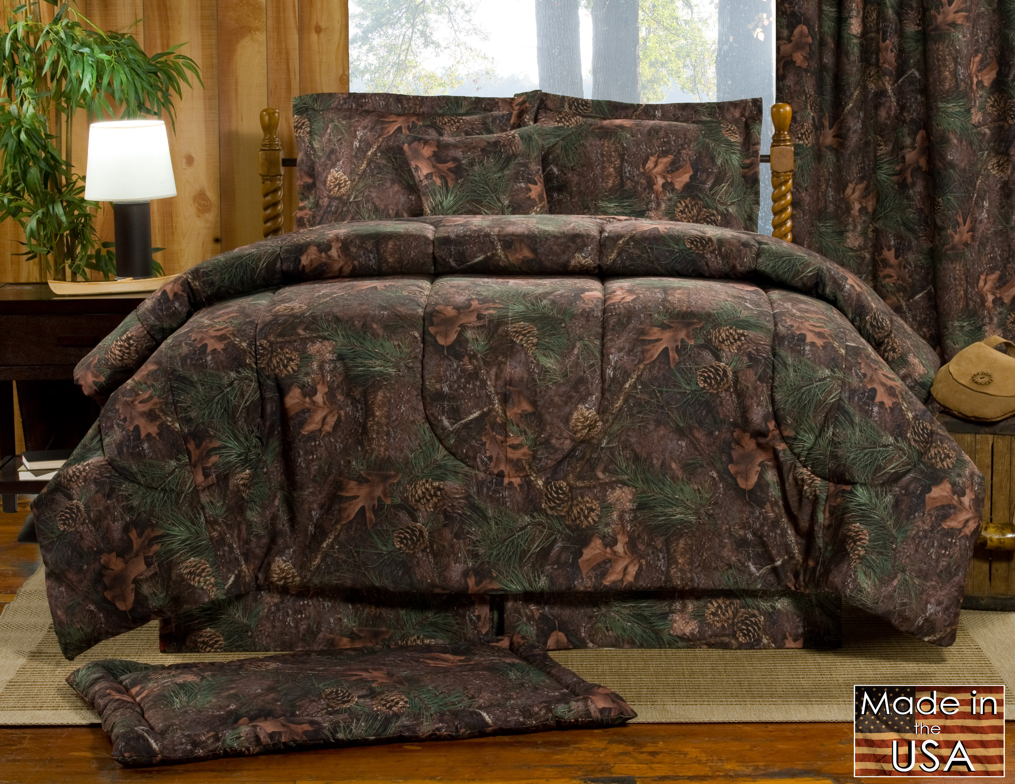 Victor Mill camo pine tree brown microfiber comforter Set | Wayfair