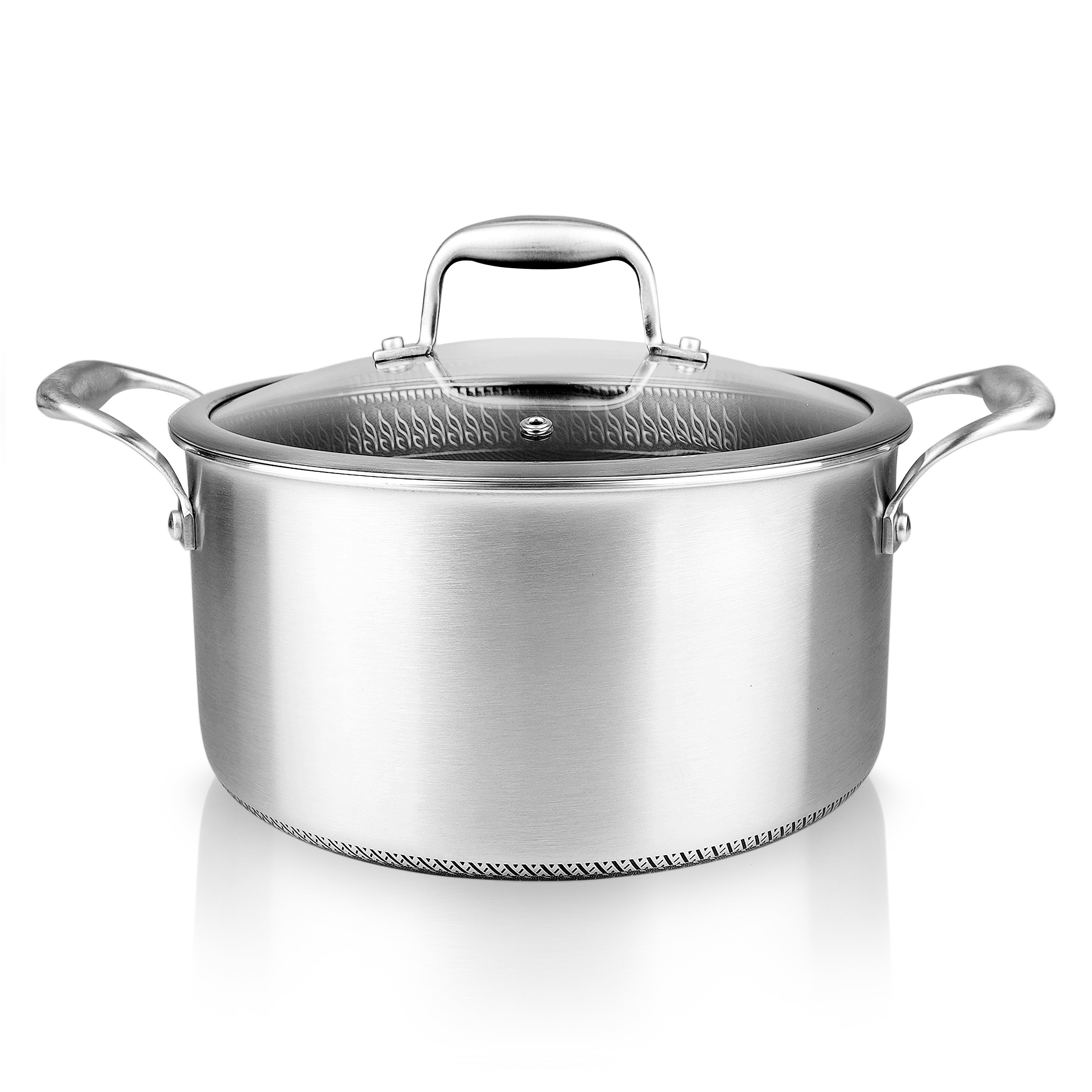 NutriChef 5 qt. Non-Stick Stainless Steel Stock Pot with Lid & Reviews ...