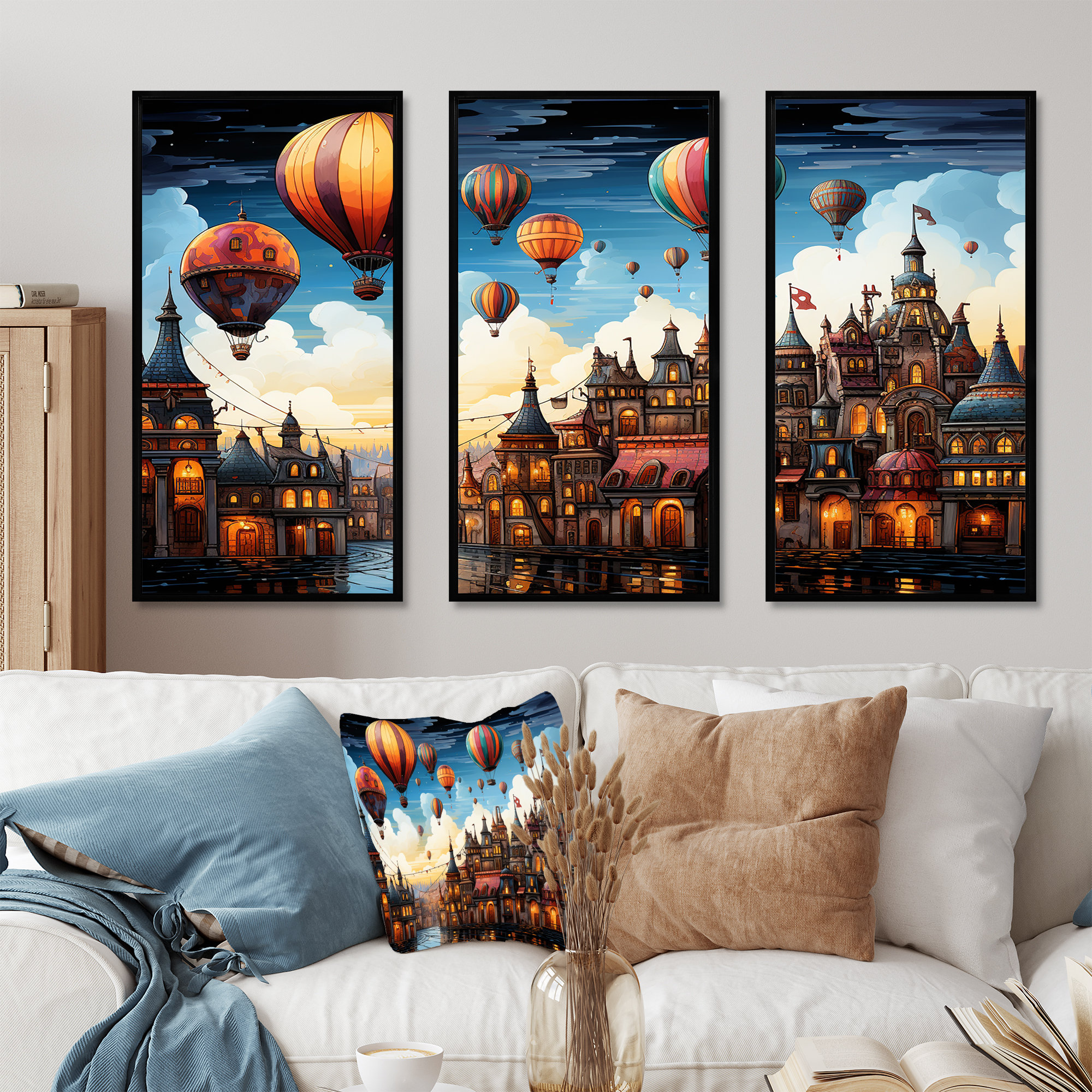 Red Barrel Studio Fantasy Air Ballon Village II - Hot Air Balloon Wall ...