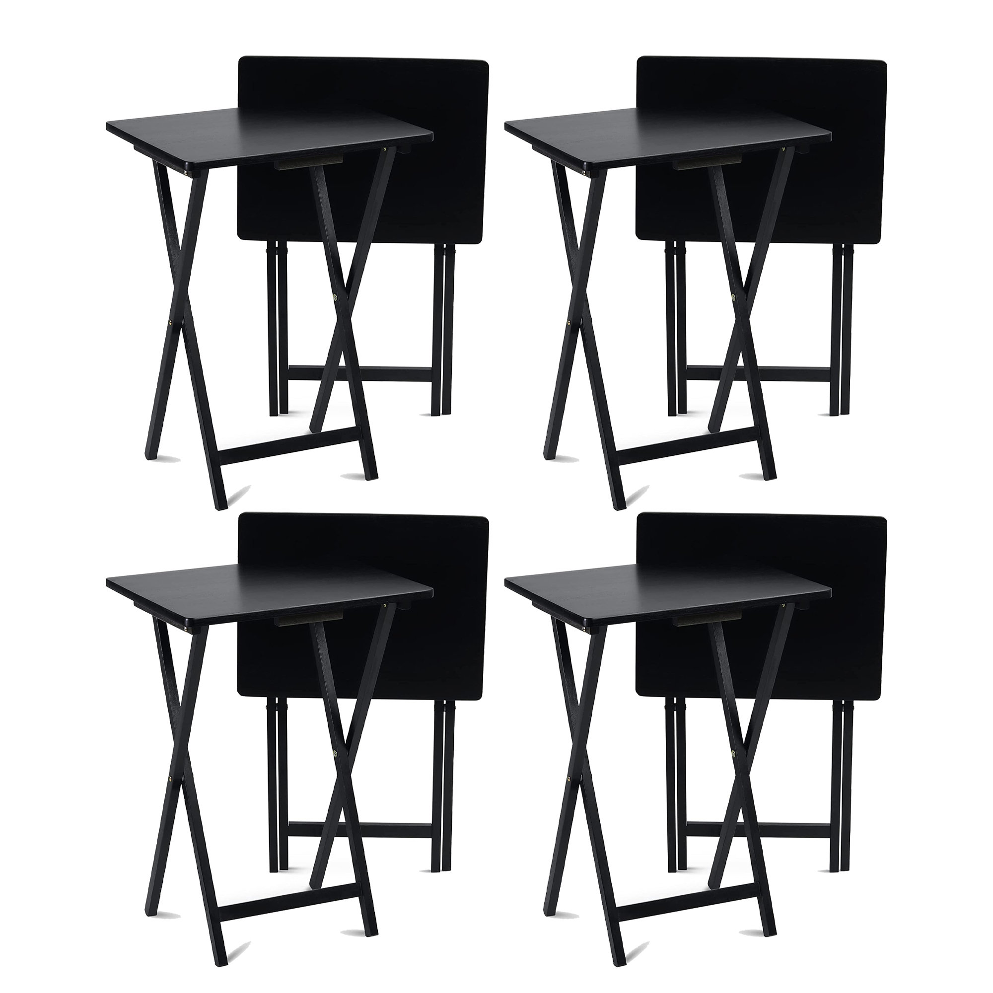 PJ Wood Portable Folding TV Snack Tray Table Desk Stand, Black ...