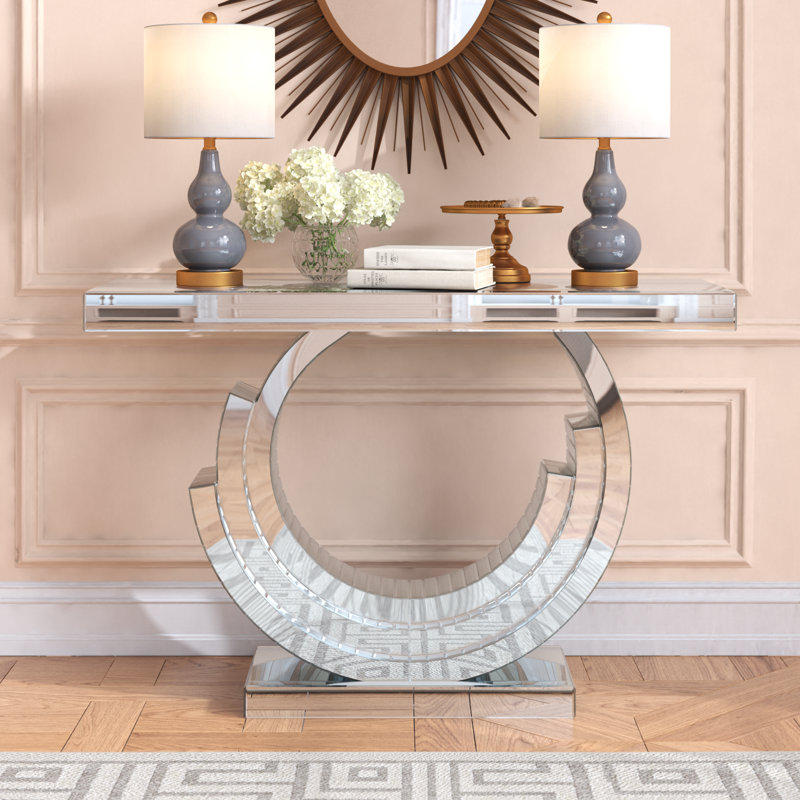 Willa Arlo™ Interiors Calderwood Contemporary Glass Abstract Console ...