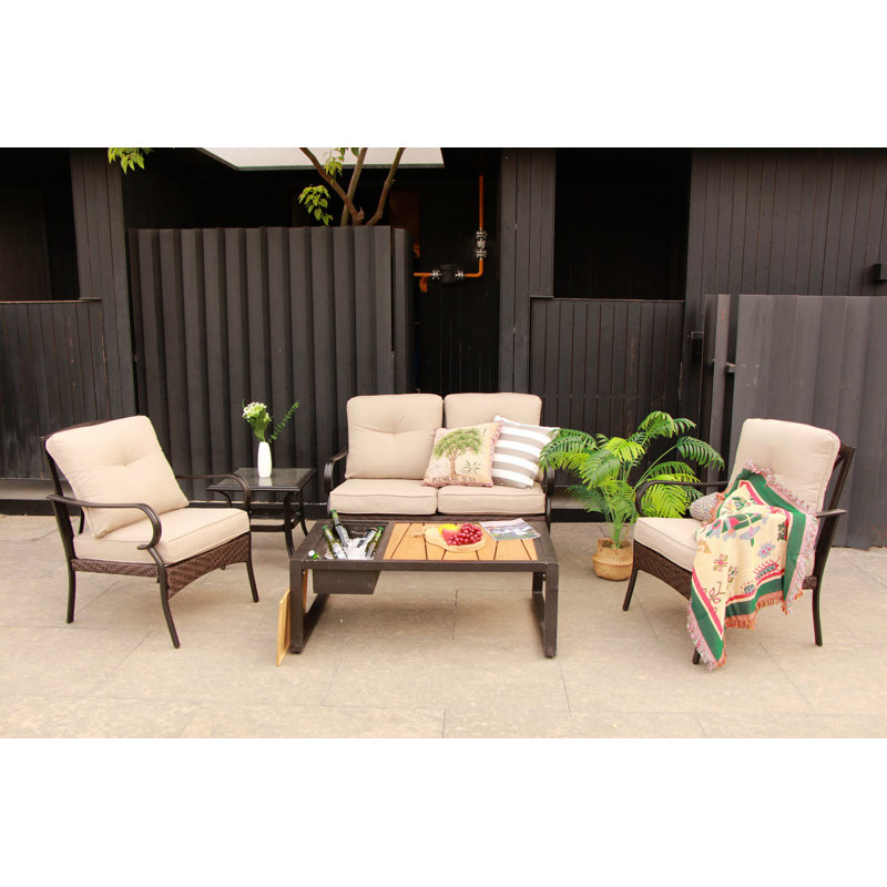 Direct Wicker 5 Piece Complete Patio Set with Cushions | Wayfair