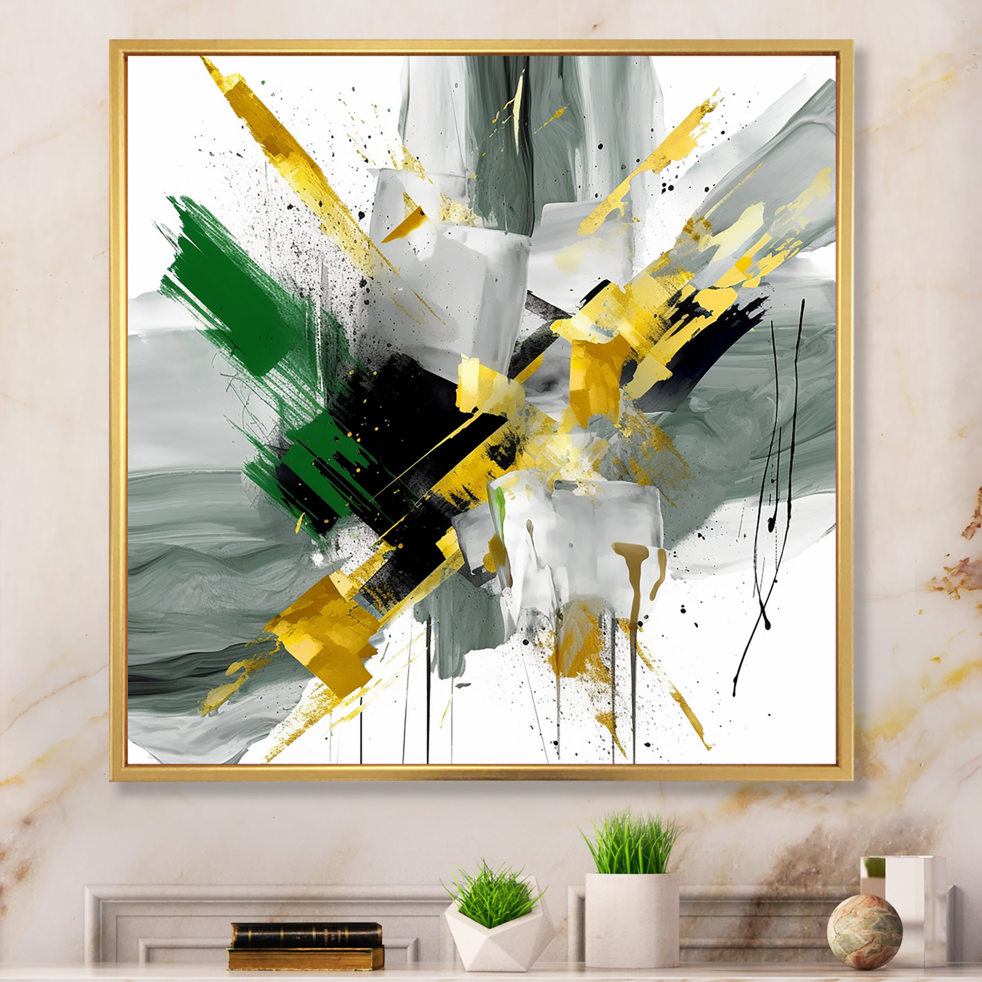 Ivy Bronx Yellow and Green Abstracted Perspectives IV - Abstract Wall ...