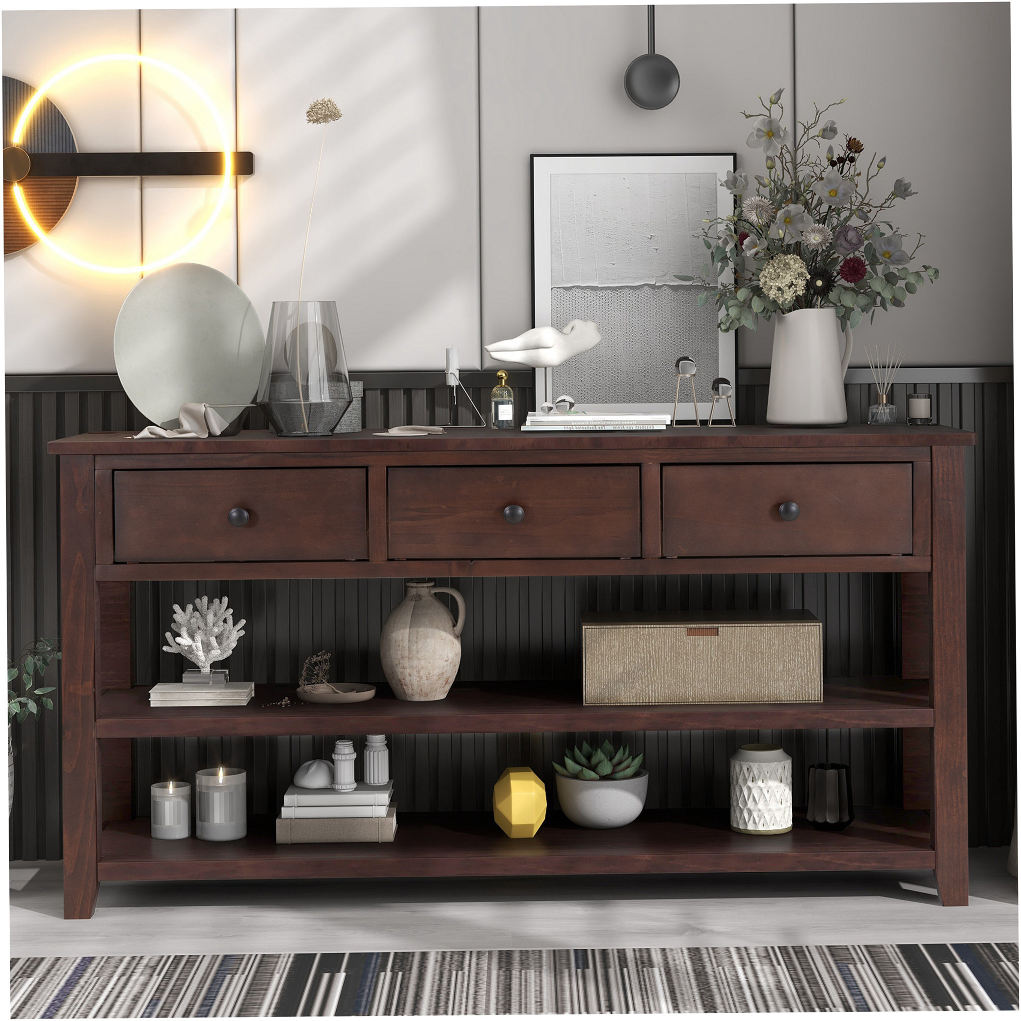 Sand & Stable™ Cabras 50'' Console Table with Two Open Shelves, storage ...