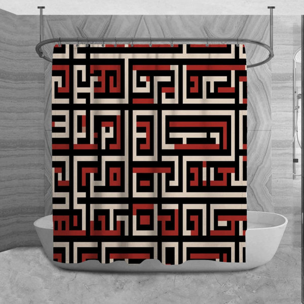 Bless international Greek Key Shower Curtain Pattern Bathroom Decor ...