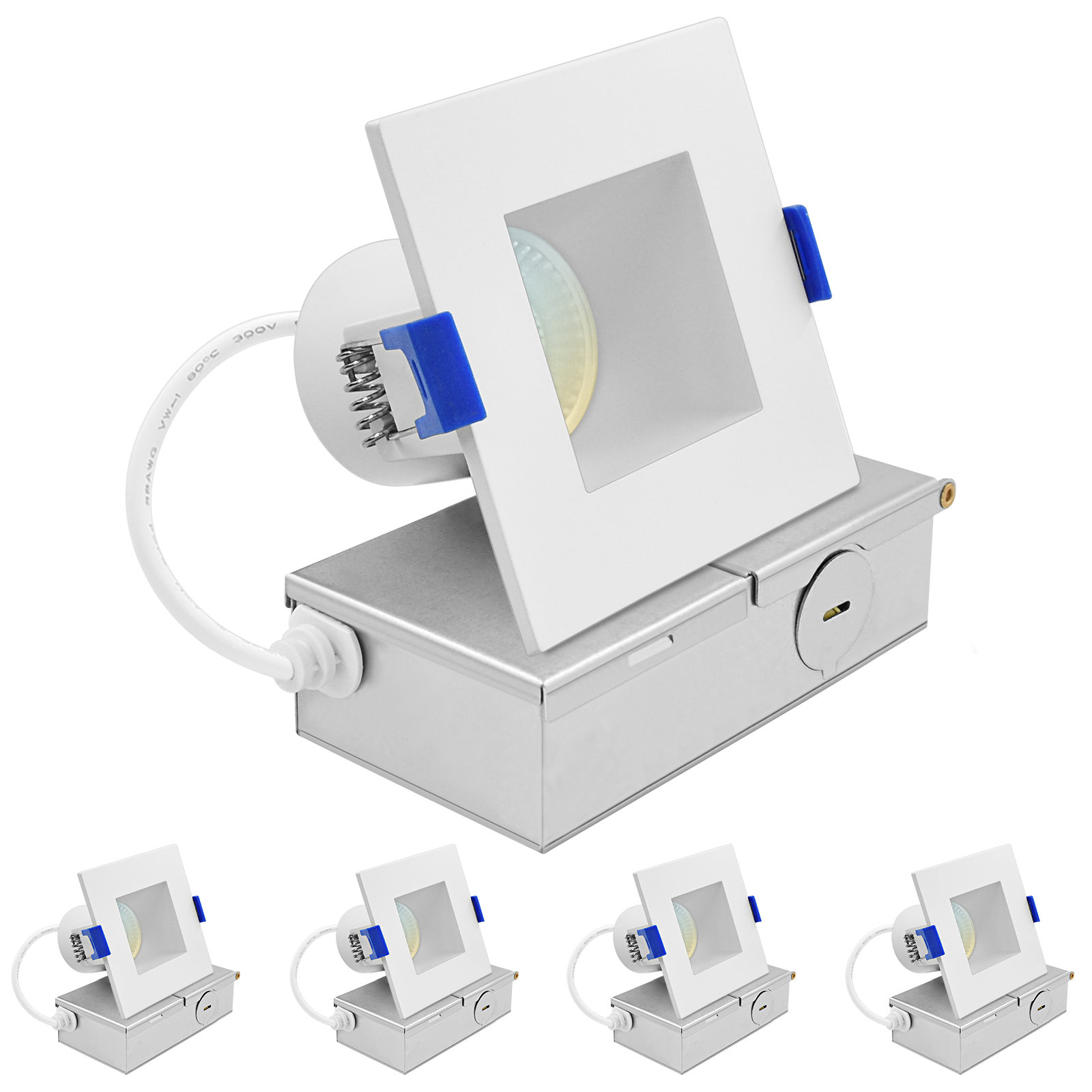 Luxrite 3 Inch Square LED Recessed Ceiling Light J-Box 8W 5CCT ...