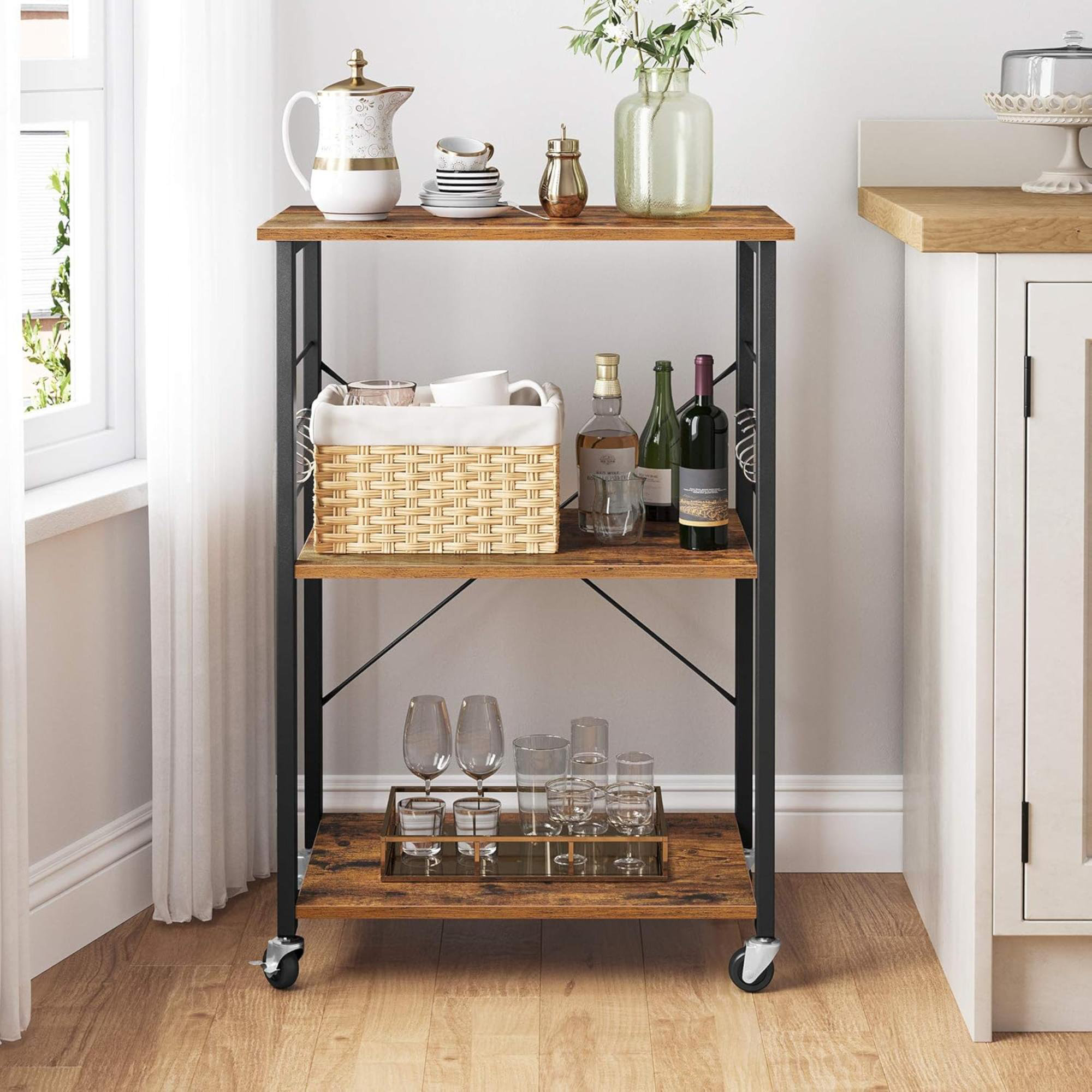Trent Austin Design® Kitchen Shelf On Wheels Serving Cart With 3 ...