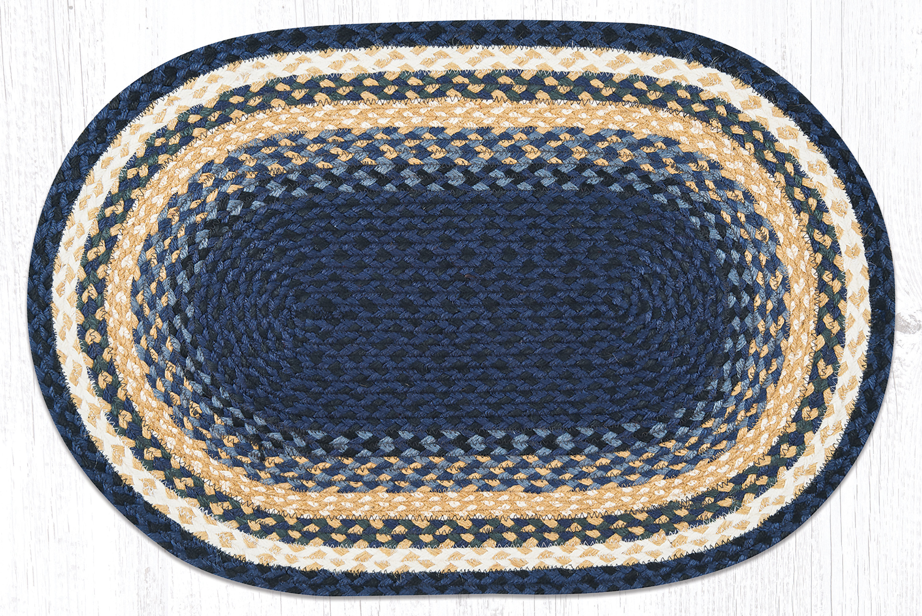 Earth Rugs Light Blue/Dark Blue/Mustard Braided Area Rug & Reviews ...