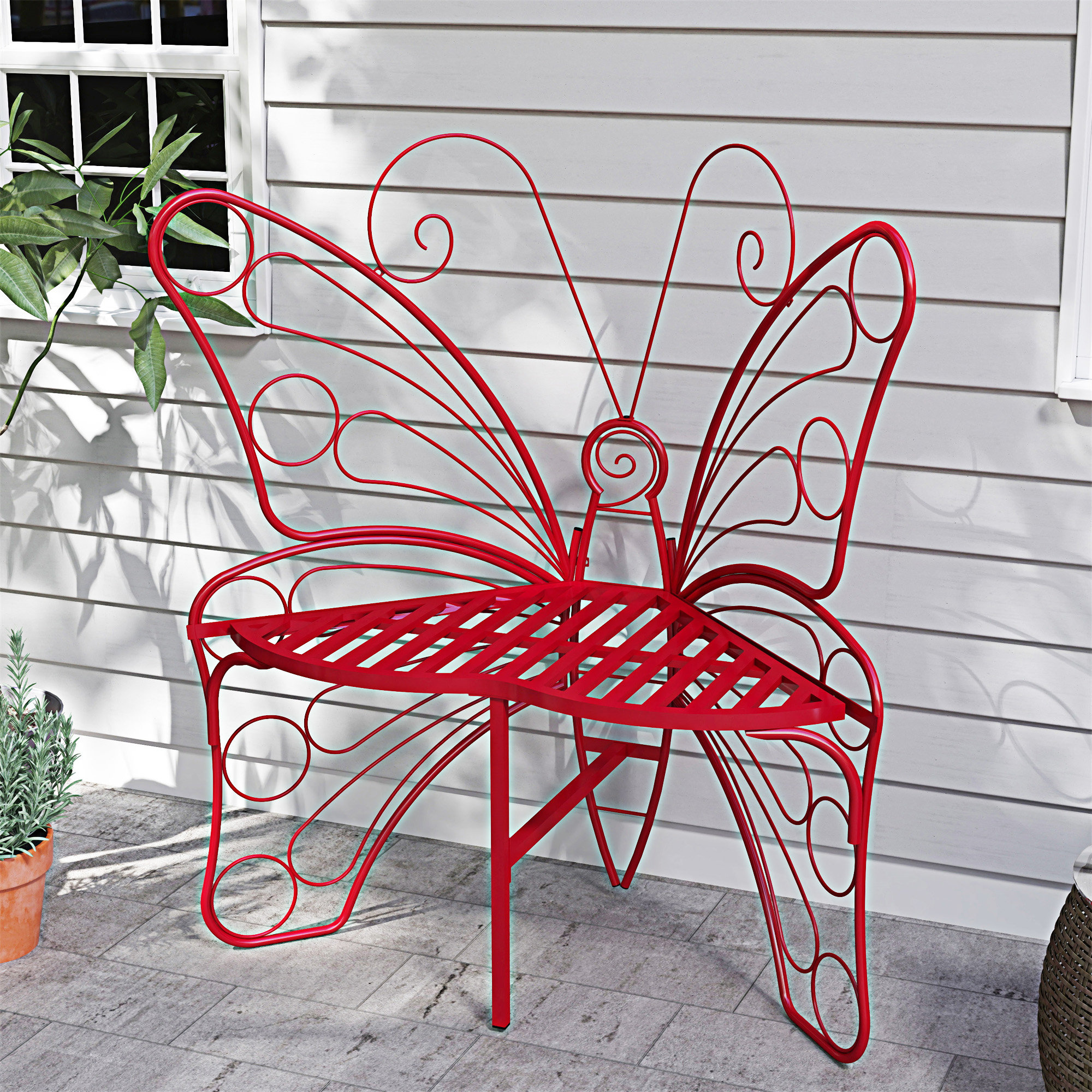 Gracie Oaks Modern Butterfly Cast Metal Garden Bench - Wayfair Canada