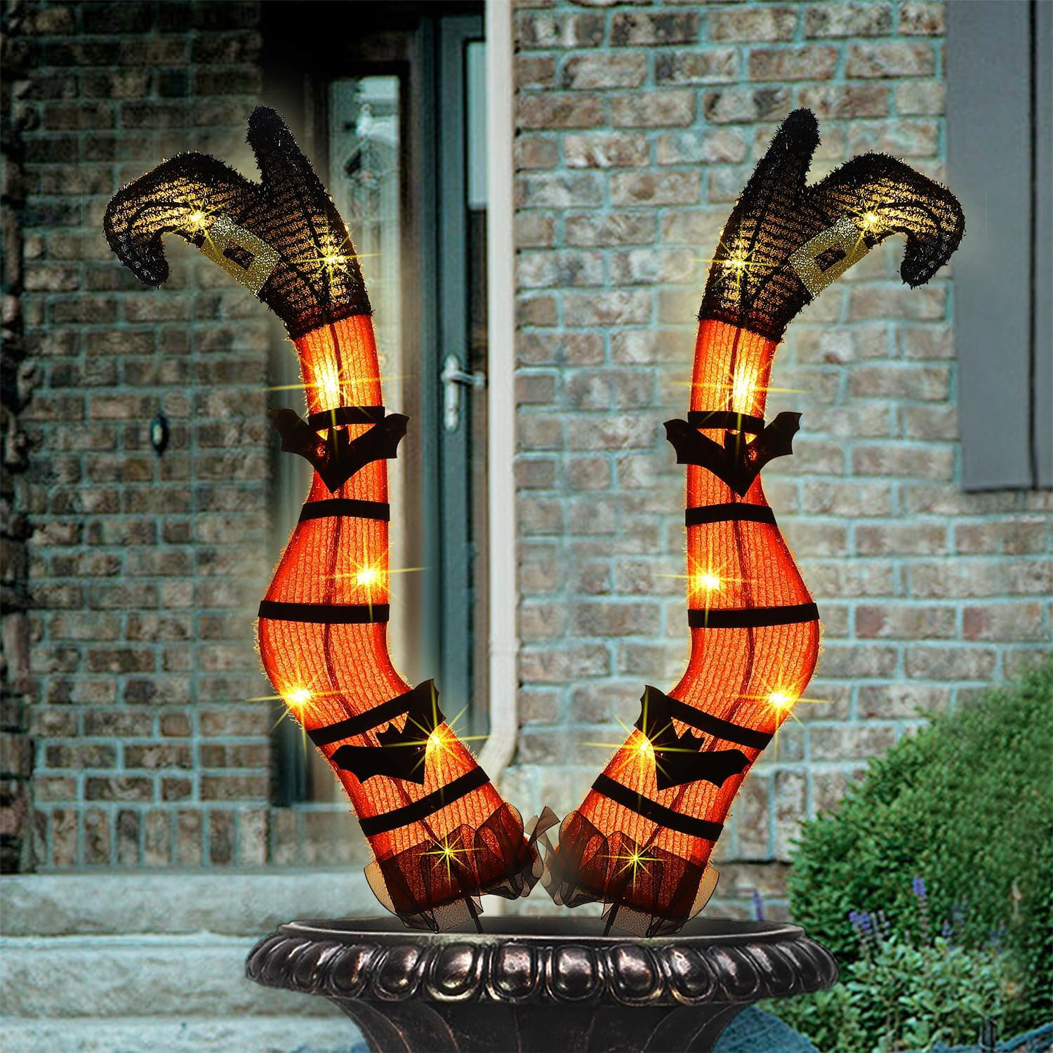 The Holiday Aisle® Set Of 2 Halloween Lighted Wicked Orange Witch Legs ...
