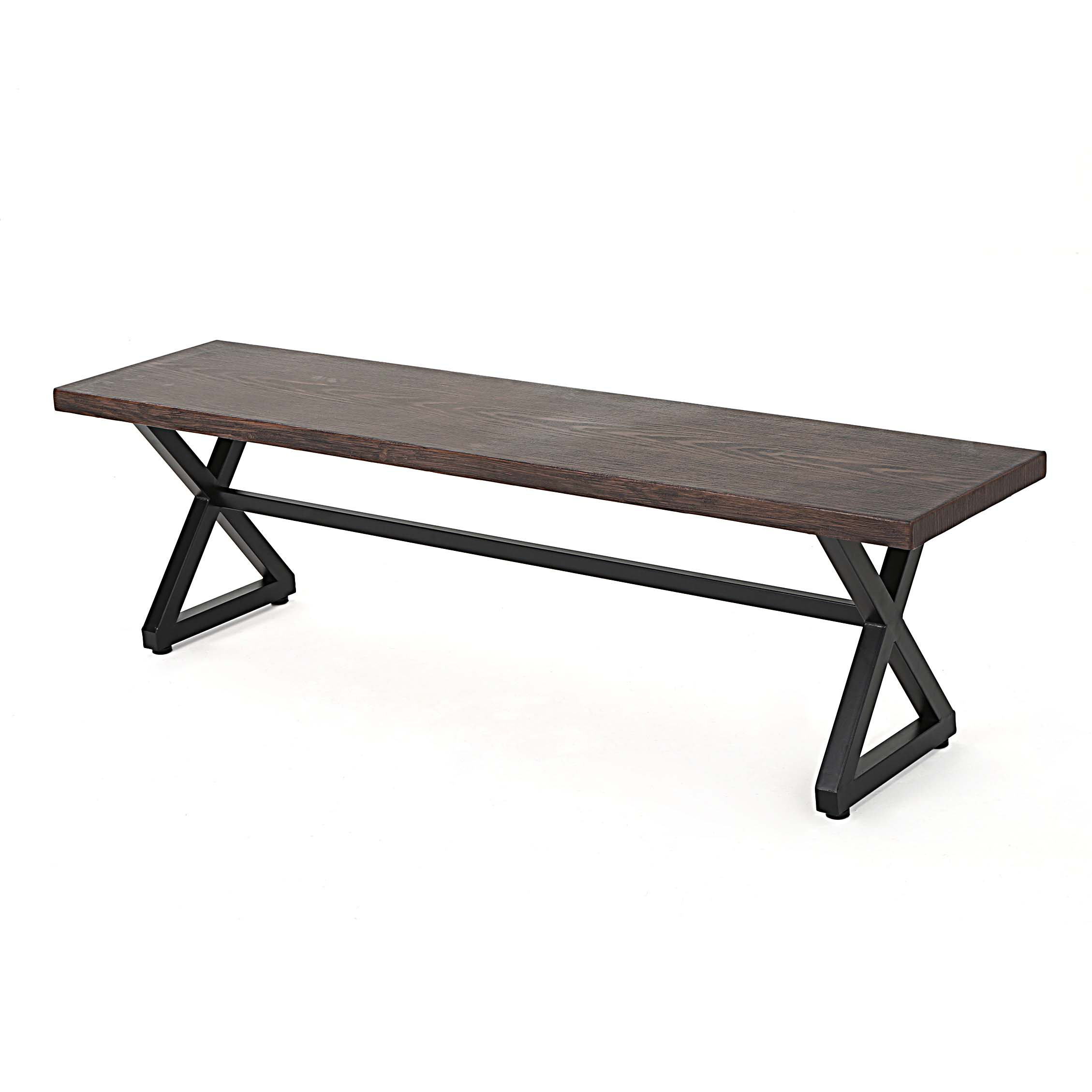 Latitude Run® Outdoor Aluminum Dining Bench with Steel Frame, Brown ...