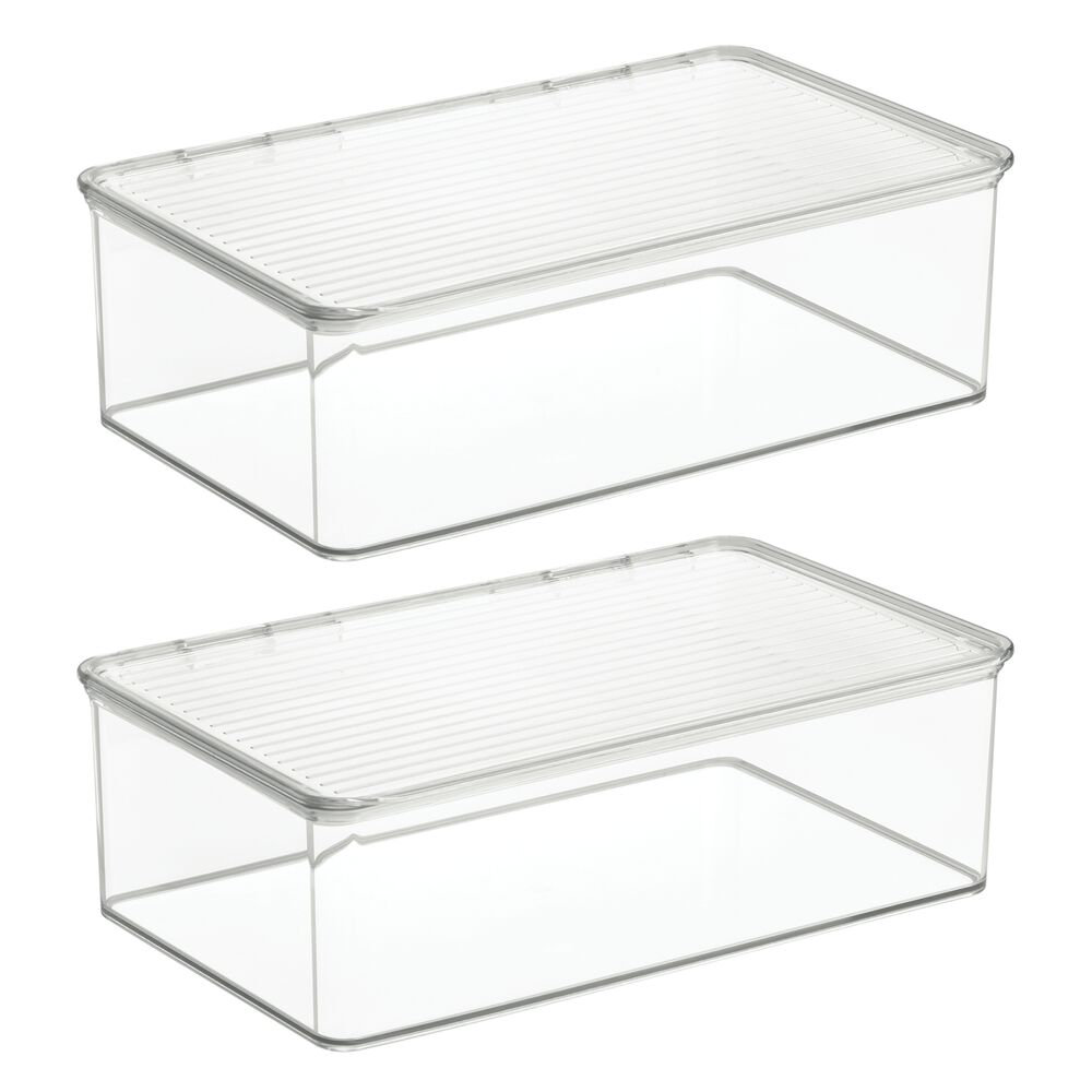 iDesign Stackable Hinged-Lid Pantry Storage Box - Set of 2 - Clear ...