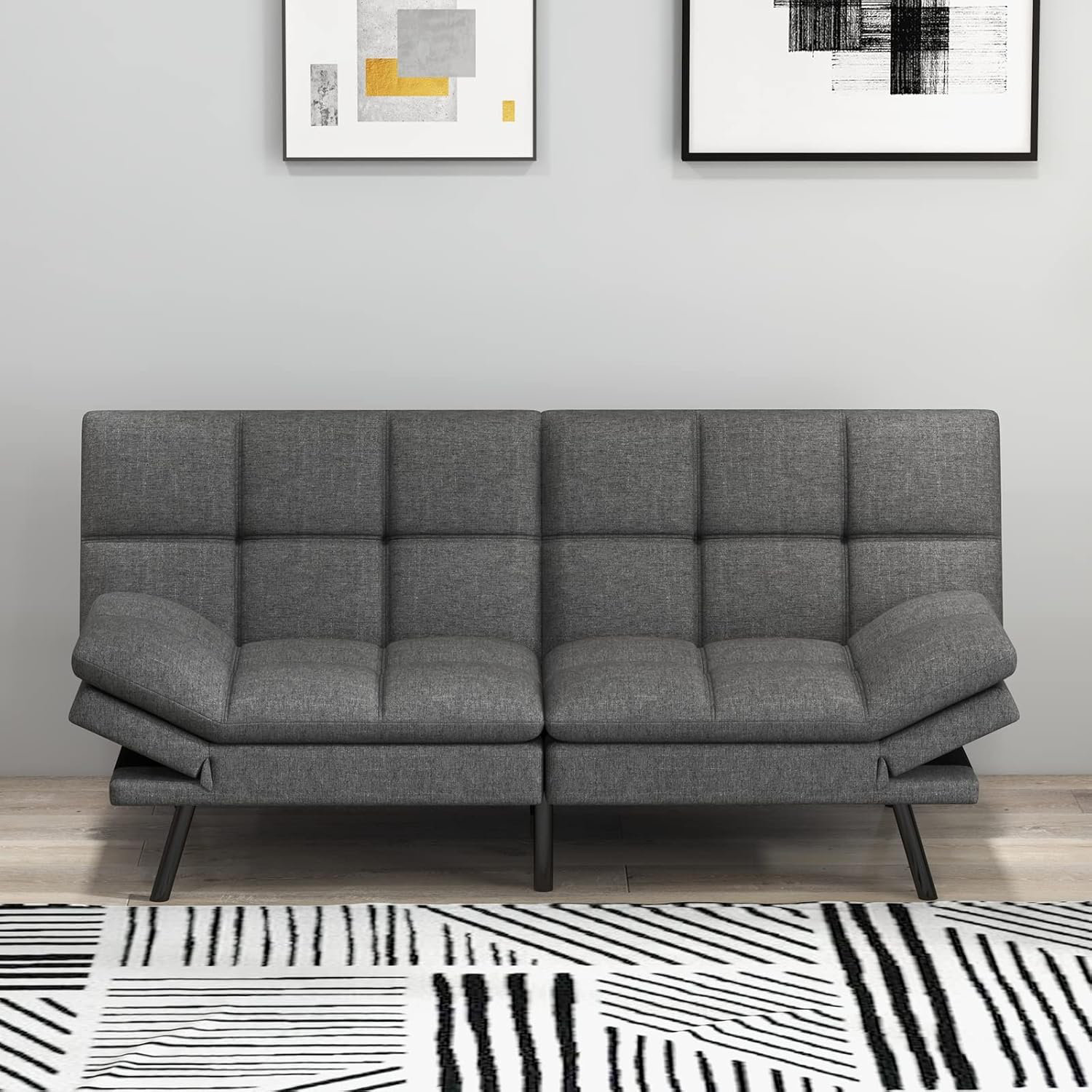 George Oliver 71 Upholstered Futon Sofa Bed, Futon Couch,Convertible ...