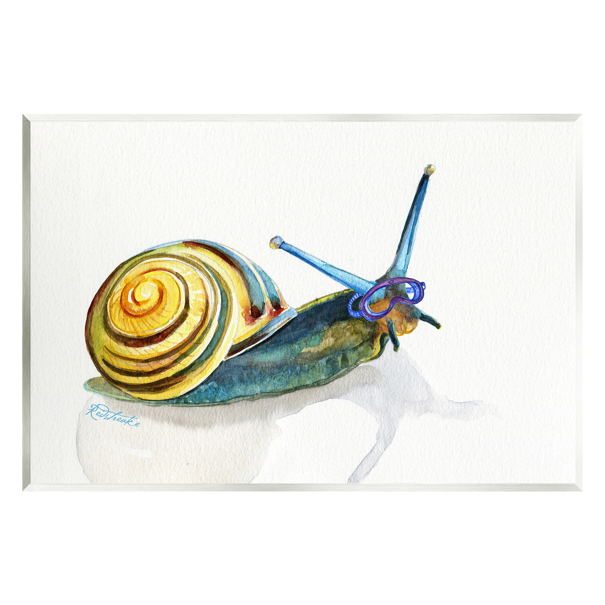 Highland Dunes Snail Wearing Snorkel Mask Wall Plaque Art by Jennifer ...
