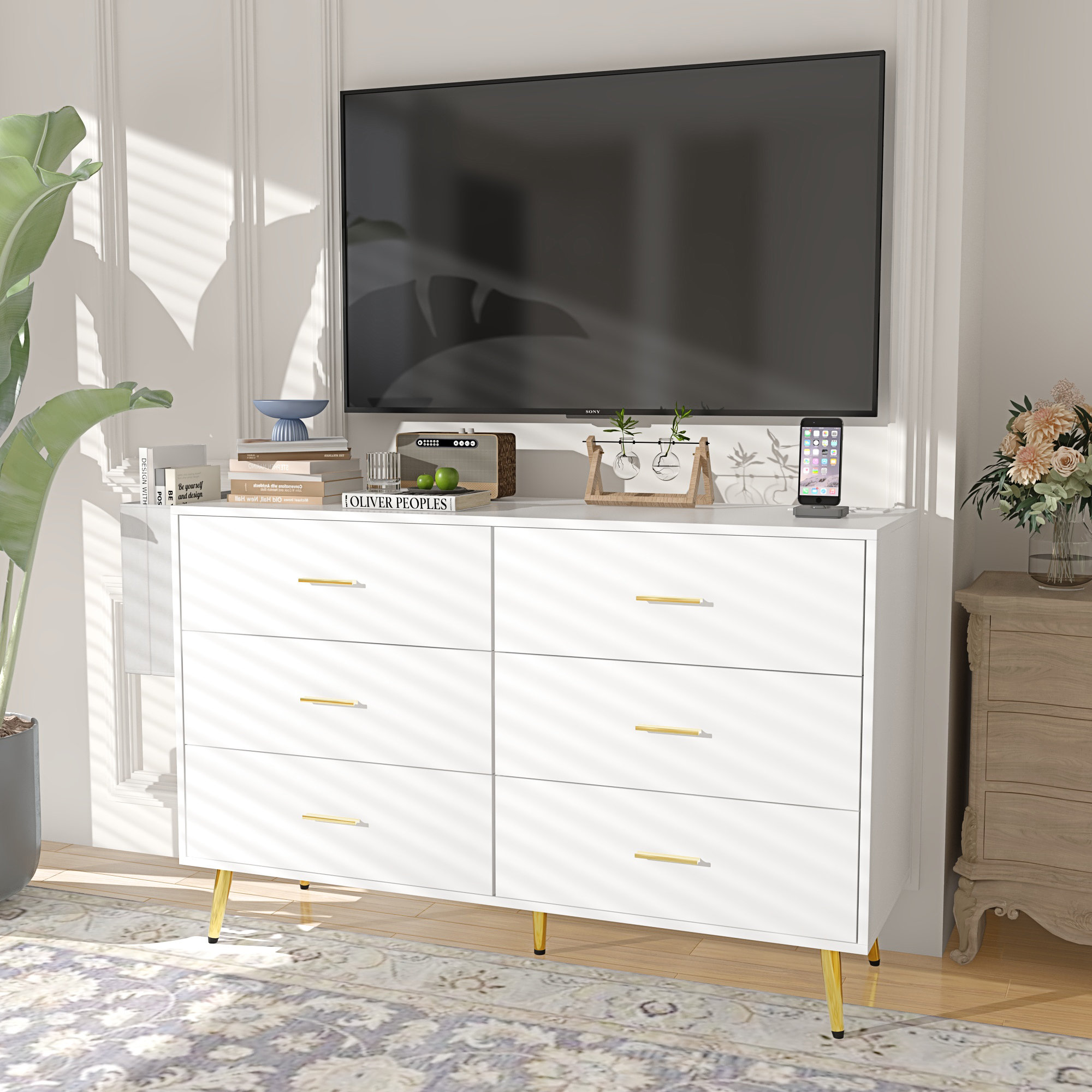 Mercer41 6 Drawer Dresser For Living Room, Modern Wood Chest Of Drawers ...