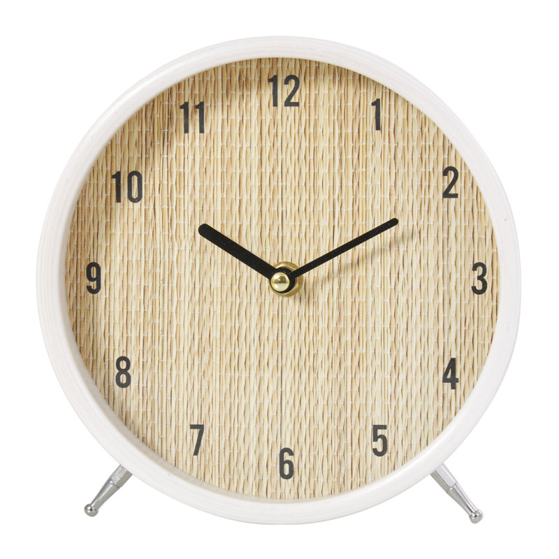 George Oliver Analog Wood Quartz Tabletop Clock in White | Wayfair