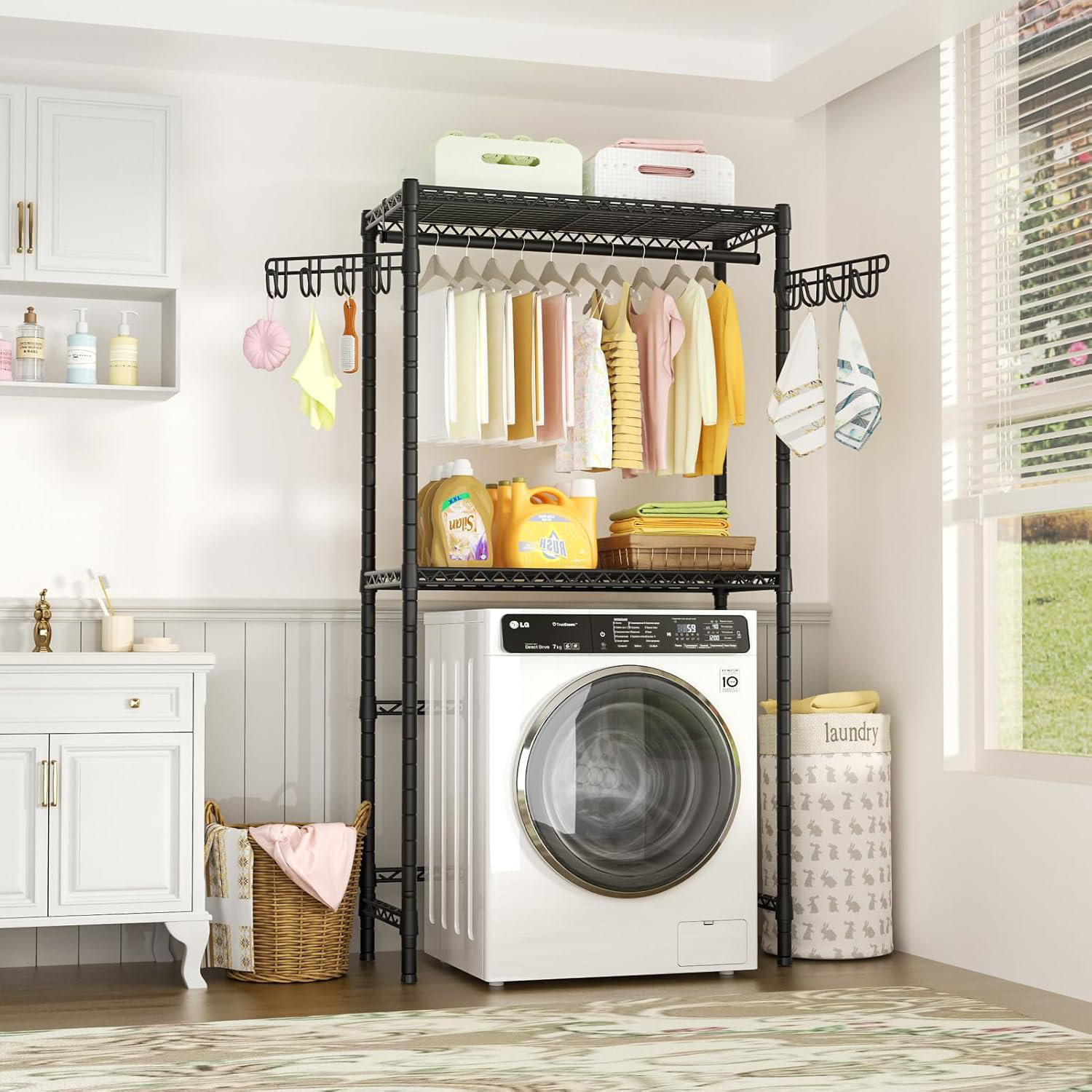 CHUANGWENYI 12 Laundry Room Storage Rack, 2-Tier Over Washer And Dryer ...