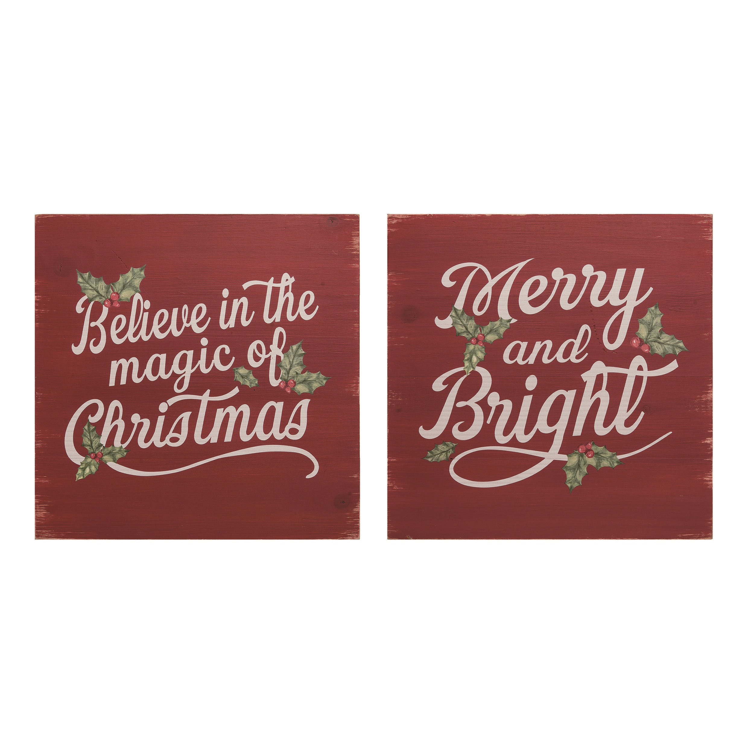 The Holiday Aisle® Wood Rustic Christmas Wall Decor Set of 2 Christmas ...